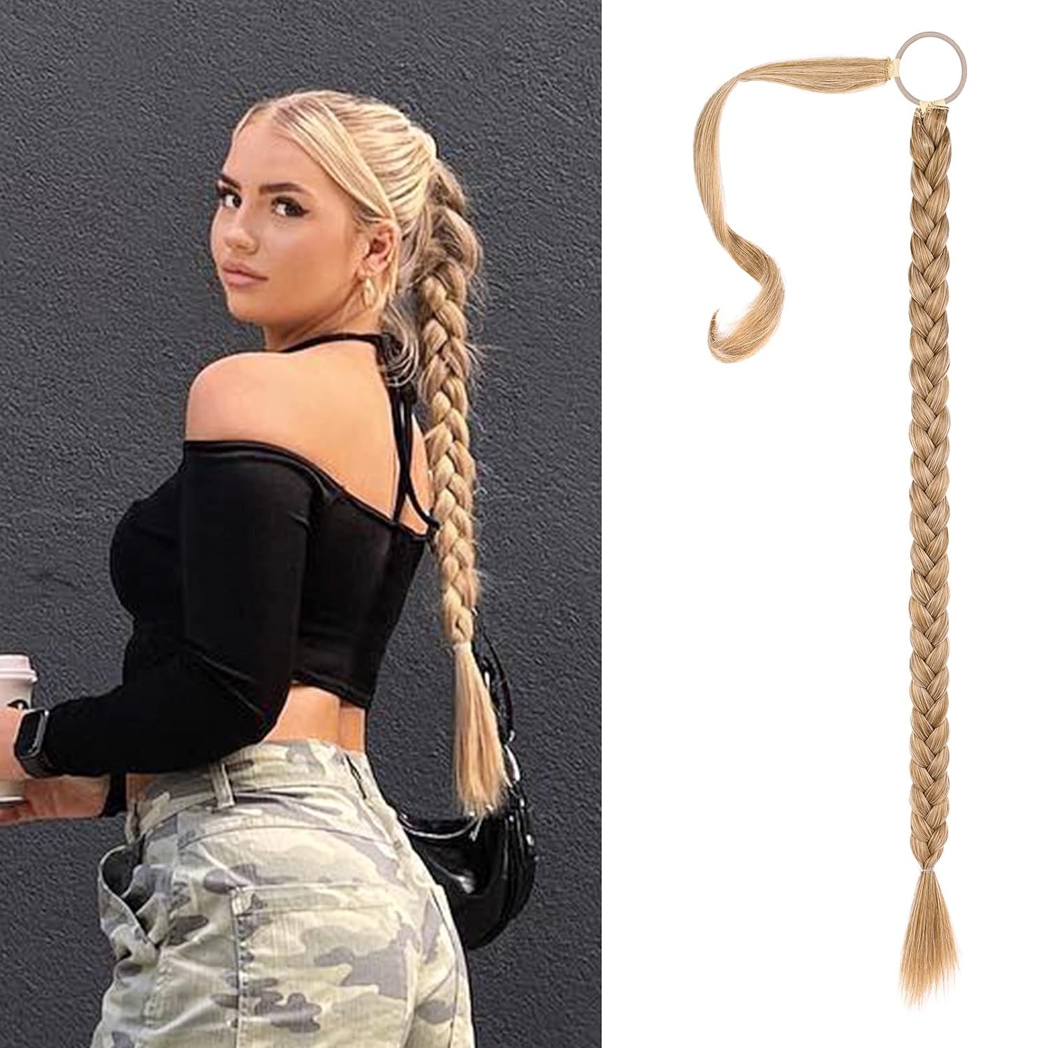 Amazon.com : SEIKEA Upgraded Long Braid Ponytail Extension with Elastic ...