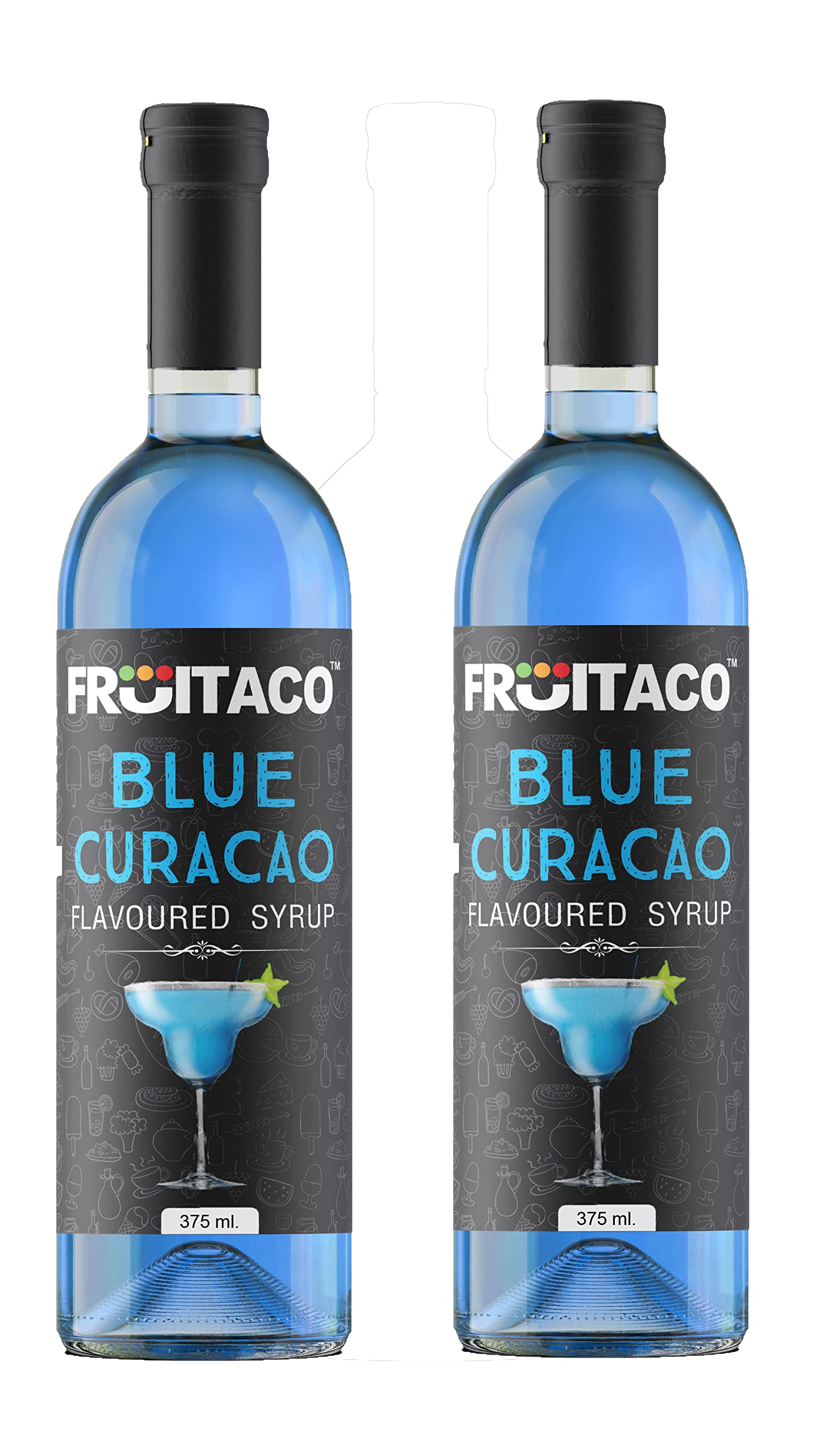 Fruitaco Blue Curacao Syrup 375 ml for Mocktails, Cocktails Pack of 2 ...