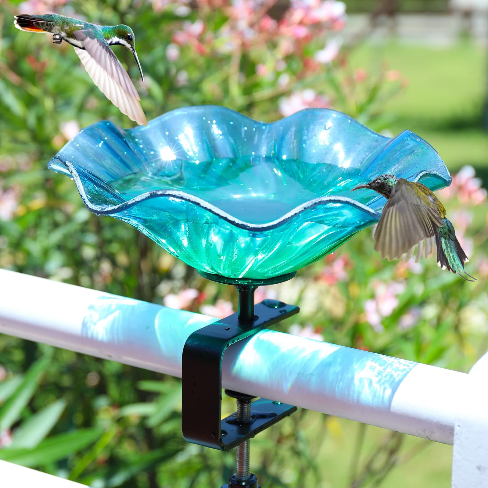 Amazon.com: MUMTOP Deck Mounted Bird Baths for Outdoors, Glass Bird ...