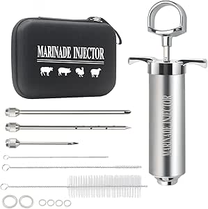 Meat Injector,Marinade Syringe,Turkey Seasoning Injection Kit with 3 ...