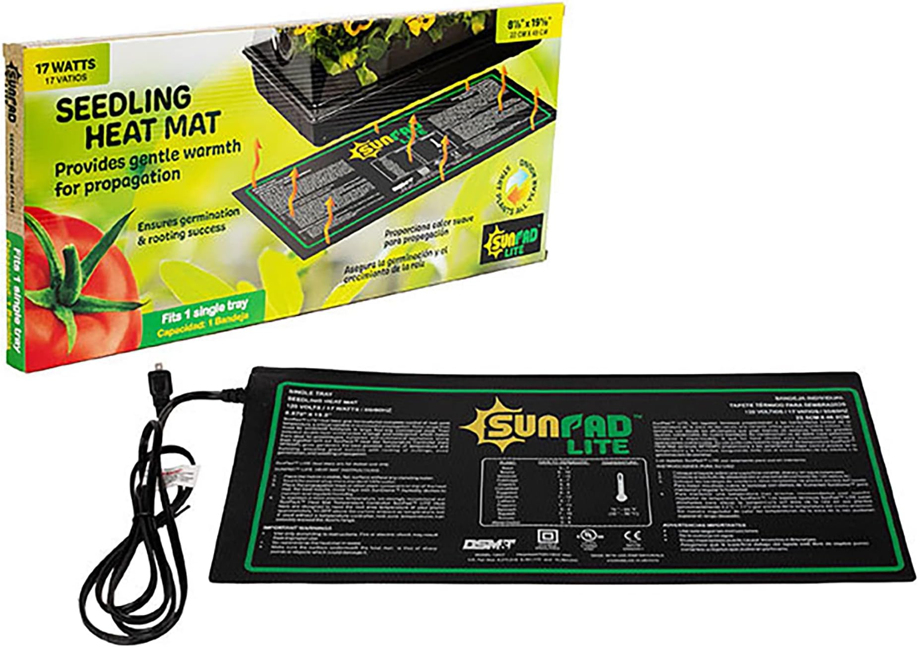 Amazon.com : Sunpad lite Seedling Heat Mat, 8.875" x 19.5" : Patio ...