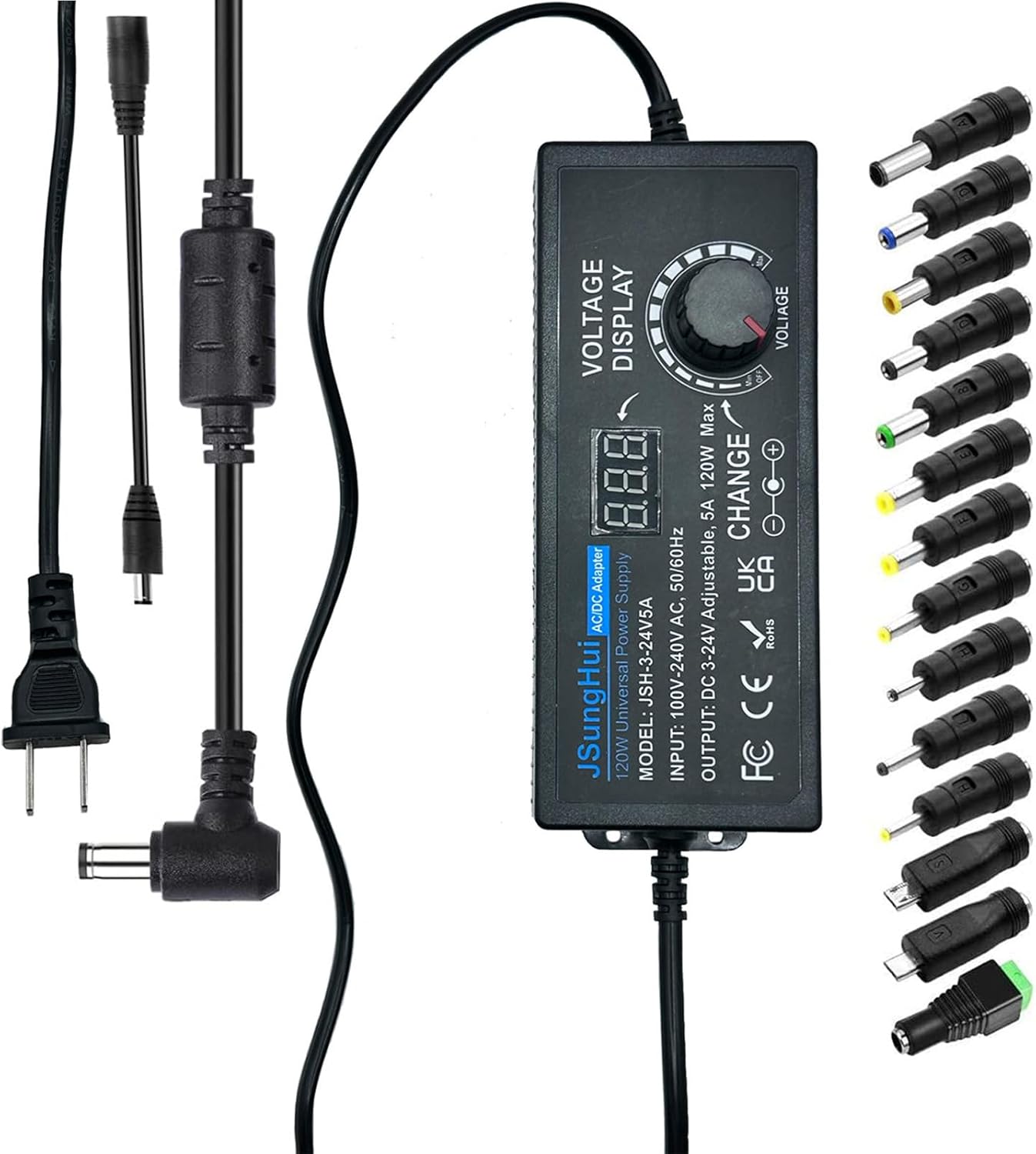 Amazon.com: 24V 5A 120W Universal Power Supply Adjustable DC 3V ~ 24V ...