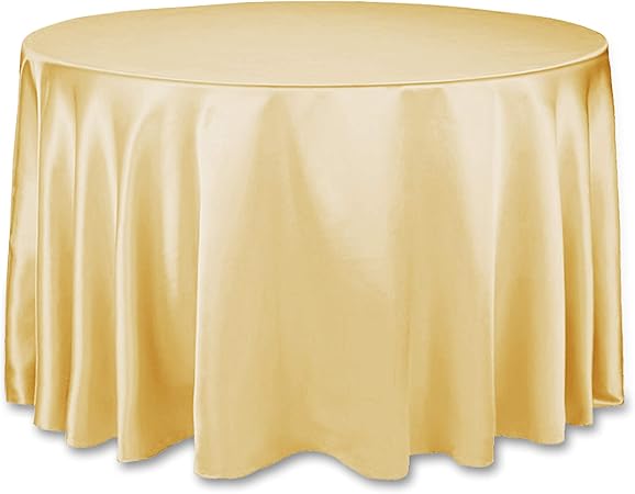 Amazon.com: LinenTablecloth 108-Inch Round Satin Tablecloth Gold : Home ...