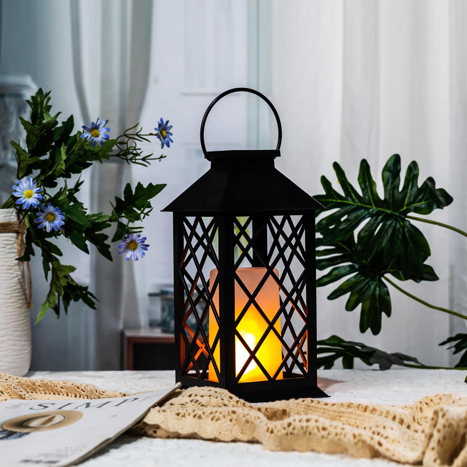 Amazon.com: BUXTOM Simplelight 11” LED Flame Effect Lantern, IP44 ...