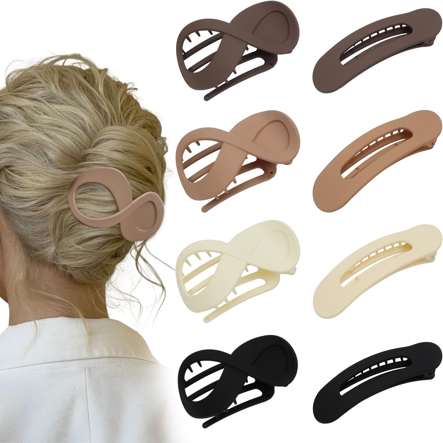 Amazon.com : 4 Pcs Flat Hair Claw Clips for Women French Clip for Women ...