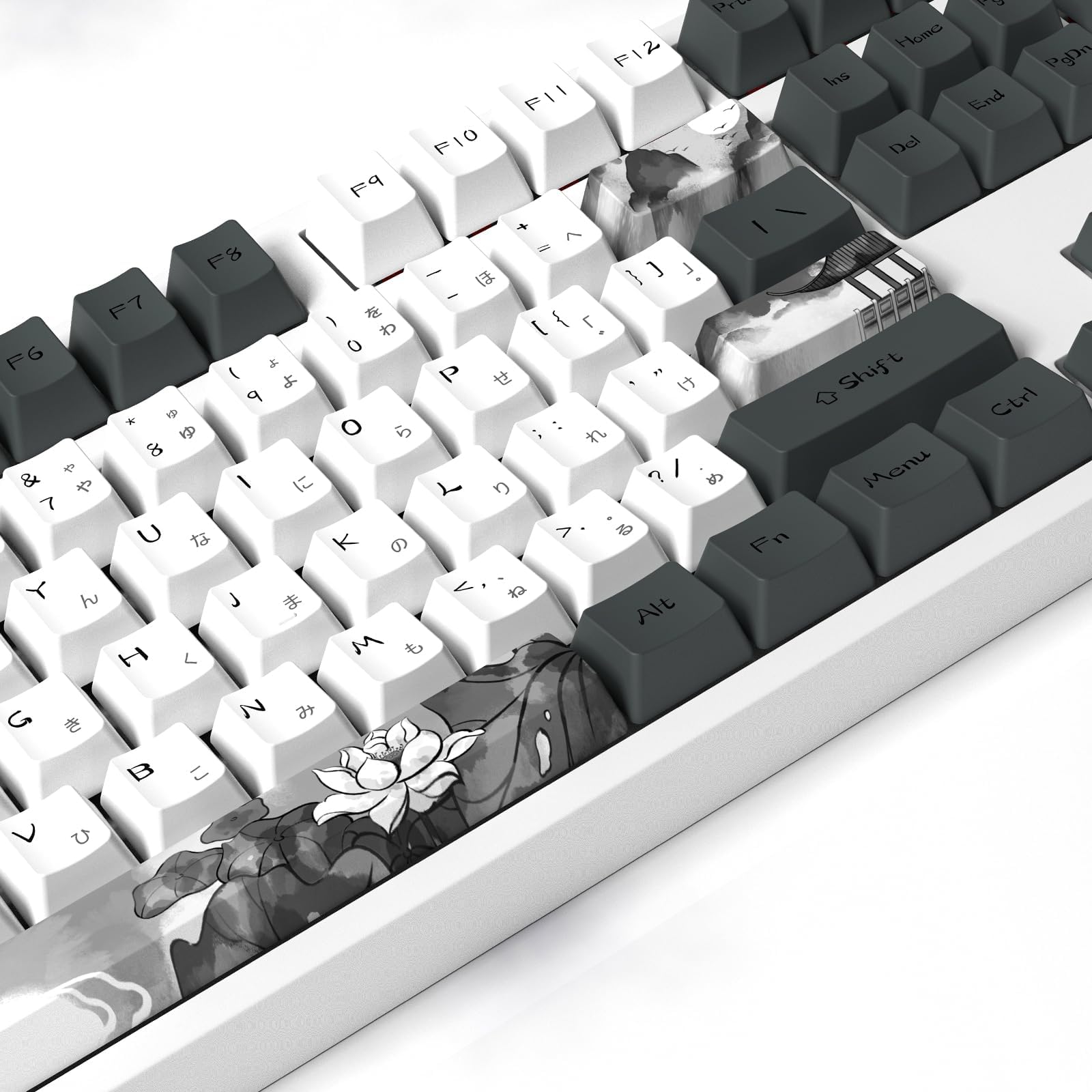 MOLGRIA Ink Lotus Keycaps 68 Set, Custom PBT Cherry Profile Dye ...