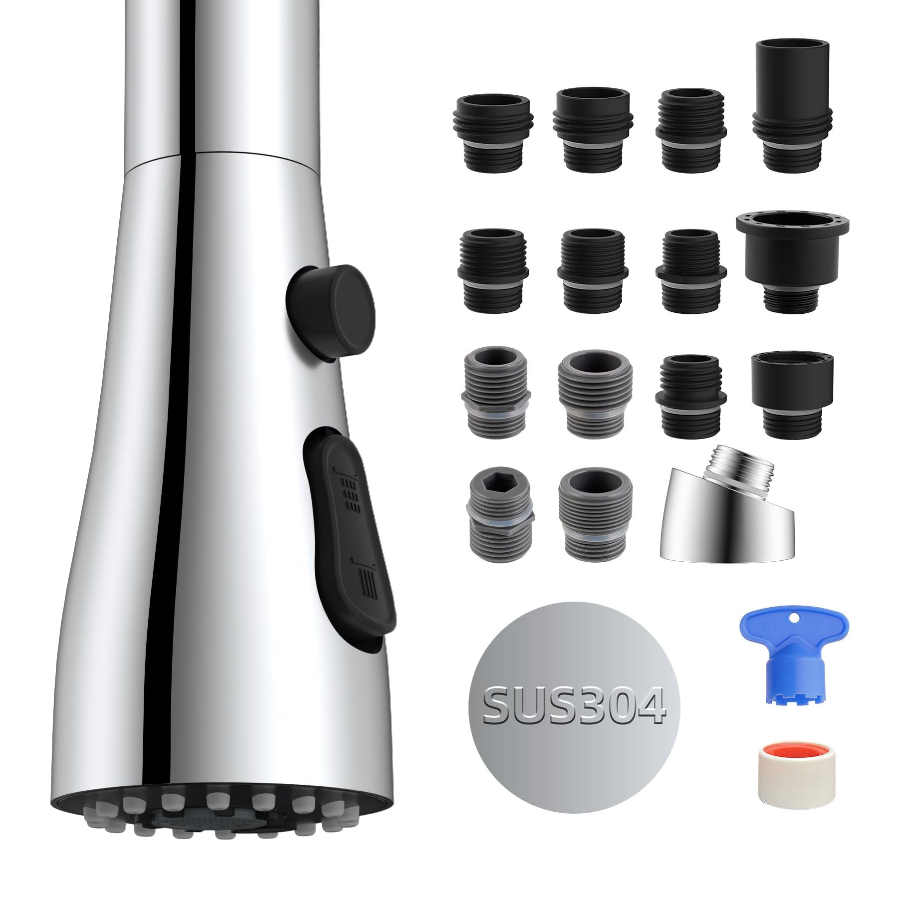 Amazon.com: Hibbent Metal Pull Down Spray Head for Kitchen Faucet ...