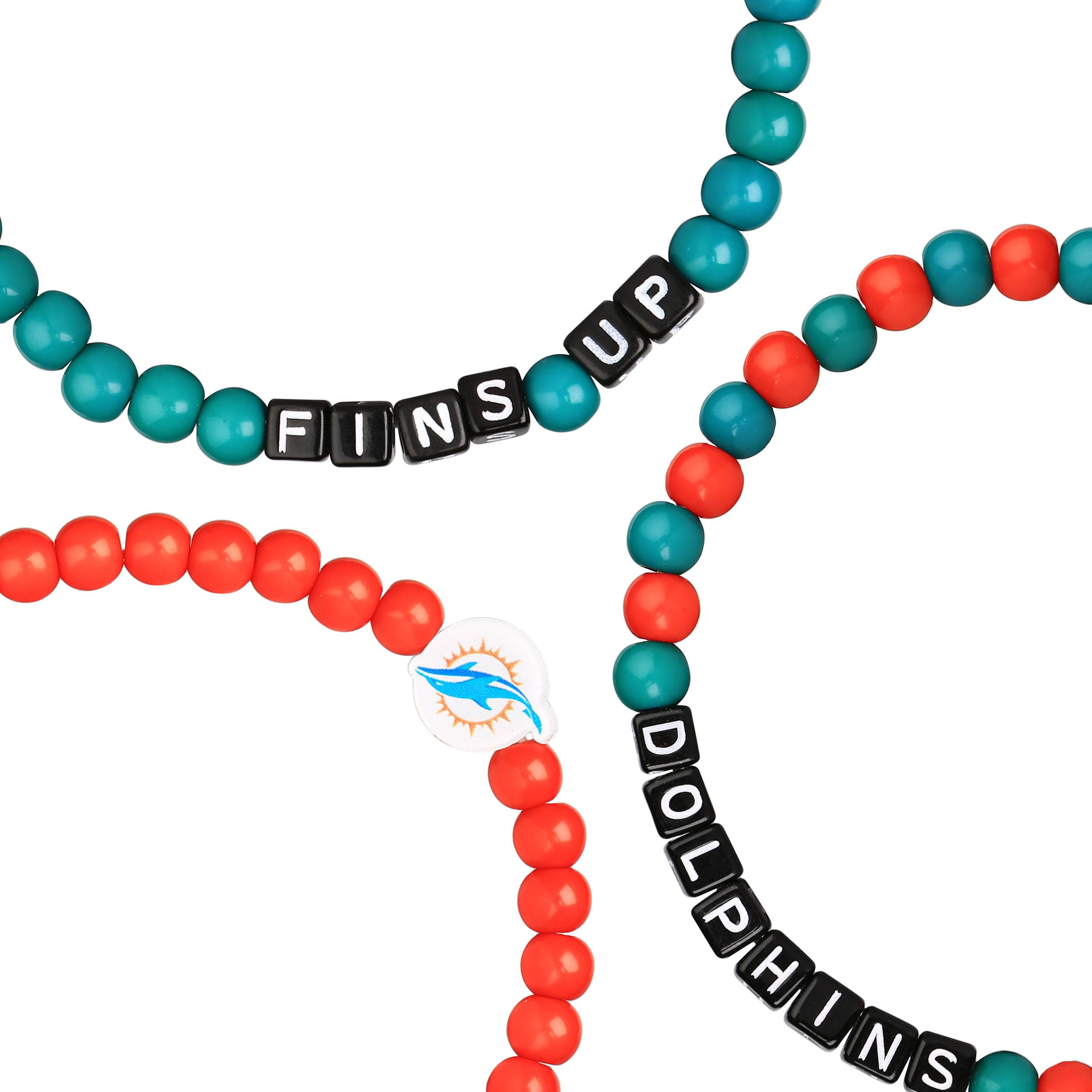 Snapklik.com : Miami Dolphins NFL 3 Pack Beaded Friendship Bracelet