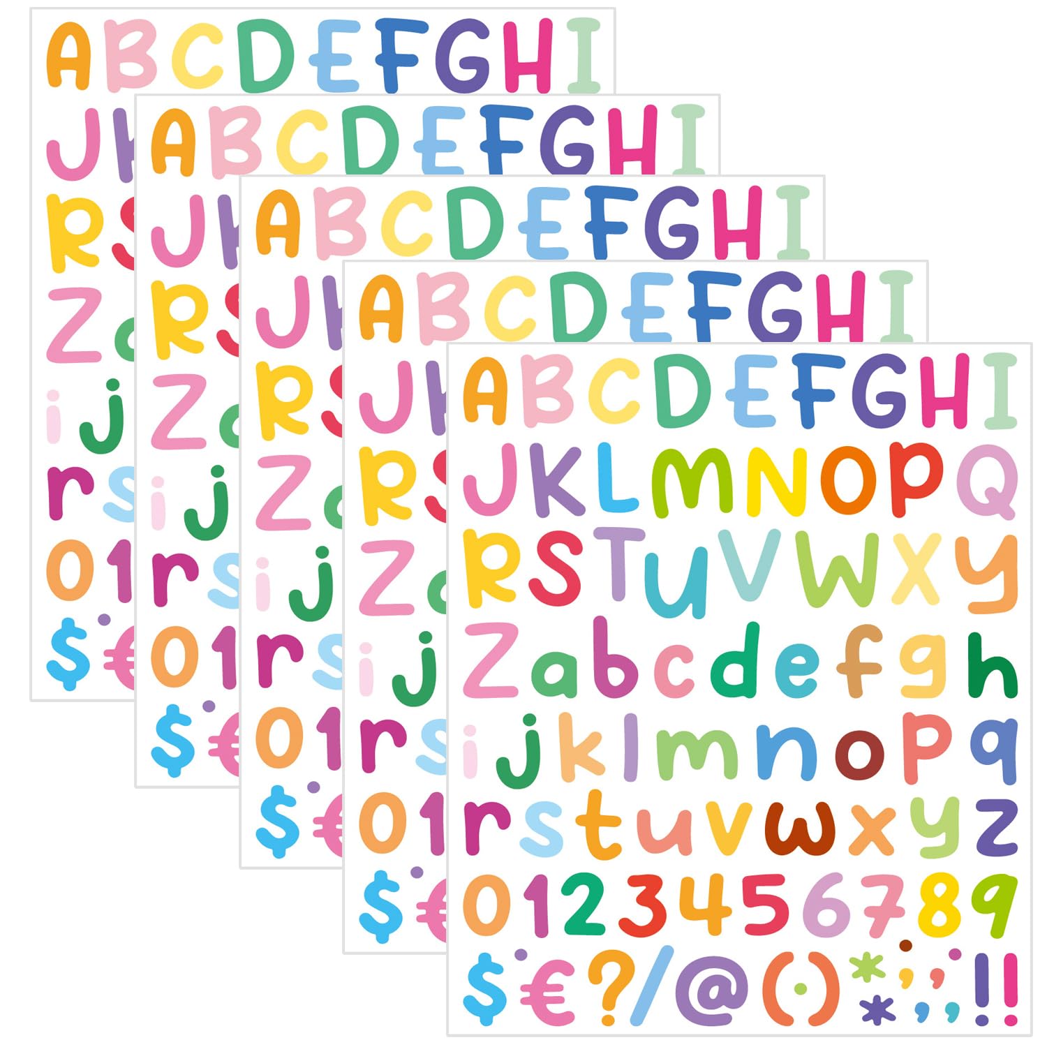 Letter Stickers, 5 Sheets Colored Alphabet Stickers 1 Inch Self ...