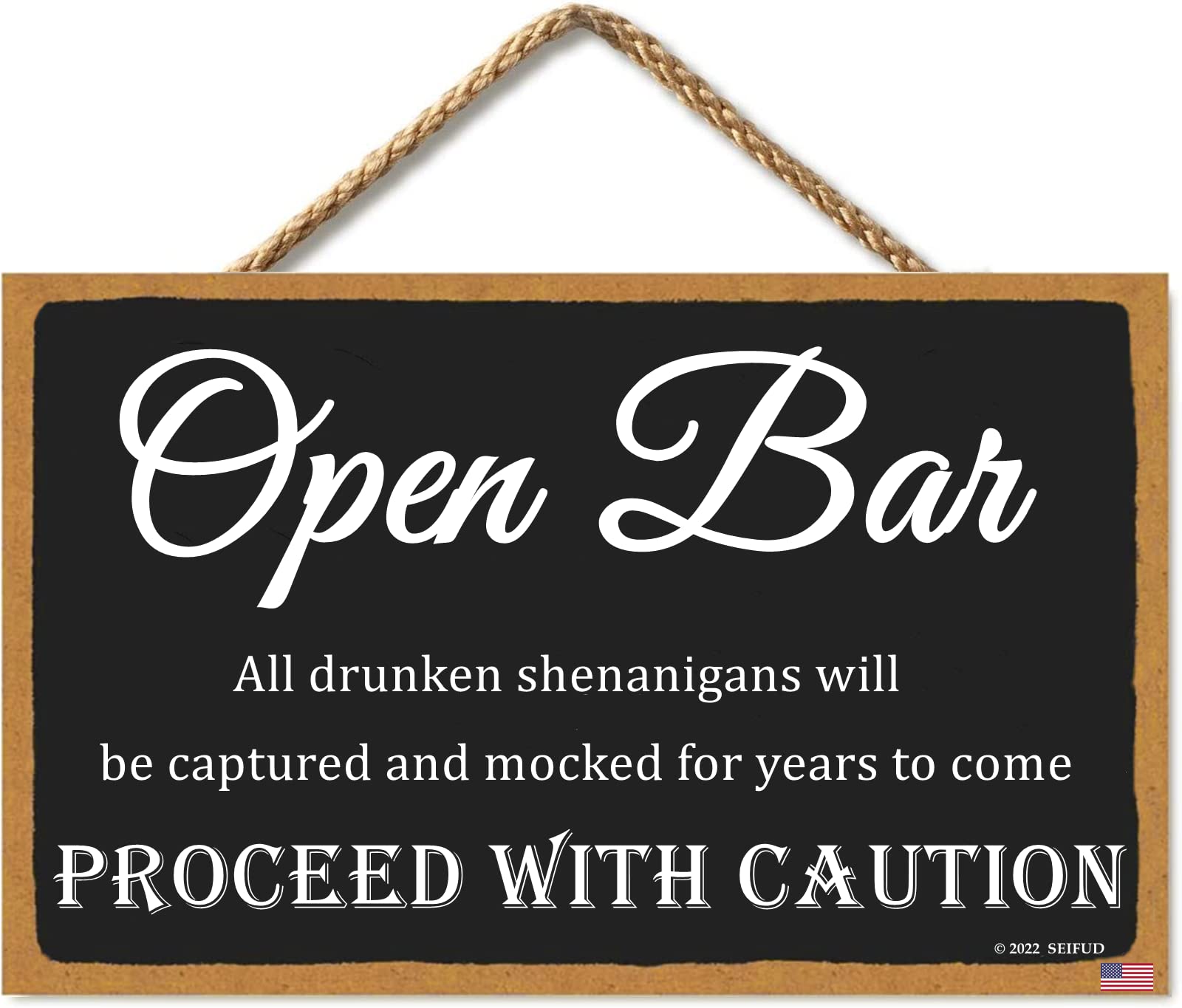 Amazon.com: SEIFUD Wedding Open Bar Sign 11X 6 Inch Drunken Shenanigans ...