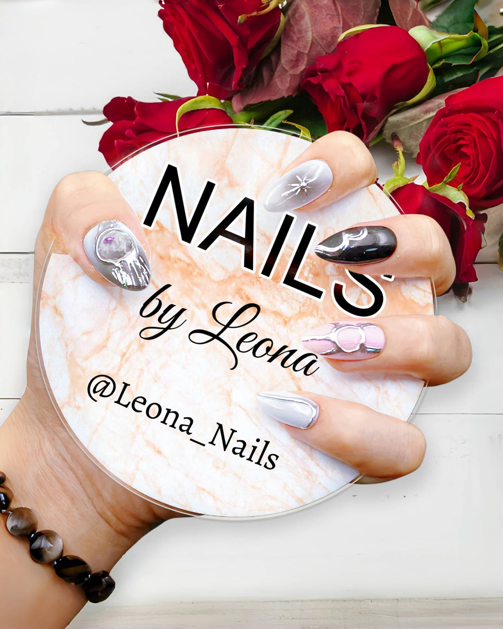 Amazon.com : zyinoant 2Pcs Custom Nail Picture Props Personalized Logo ...