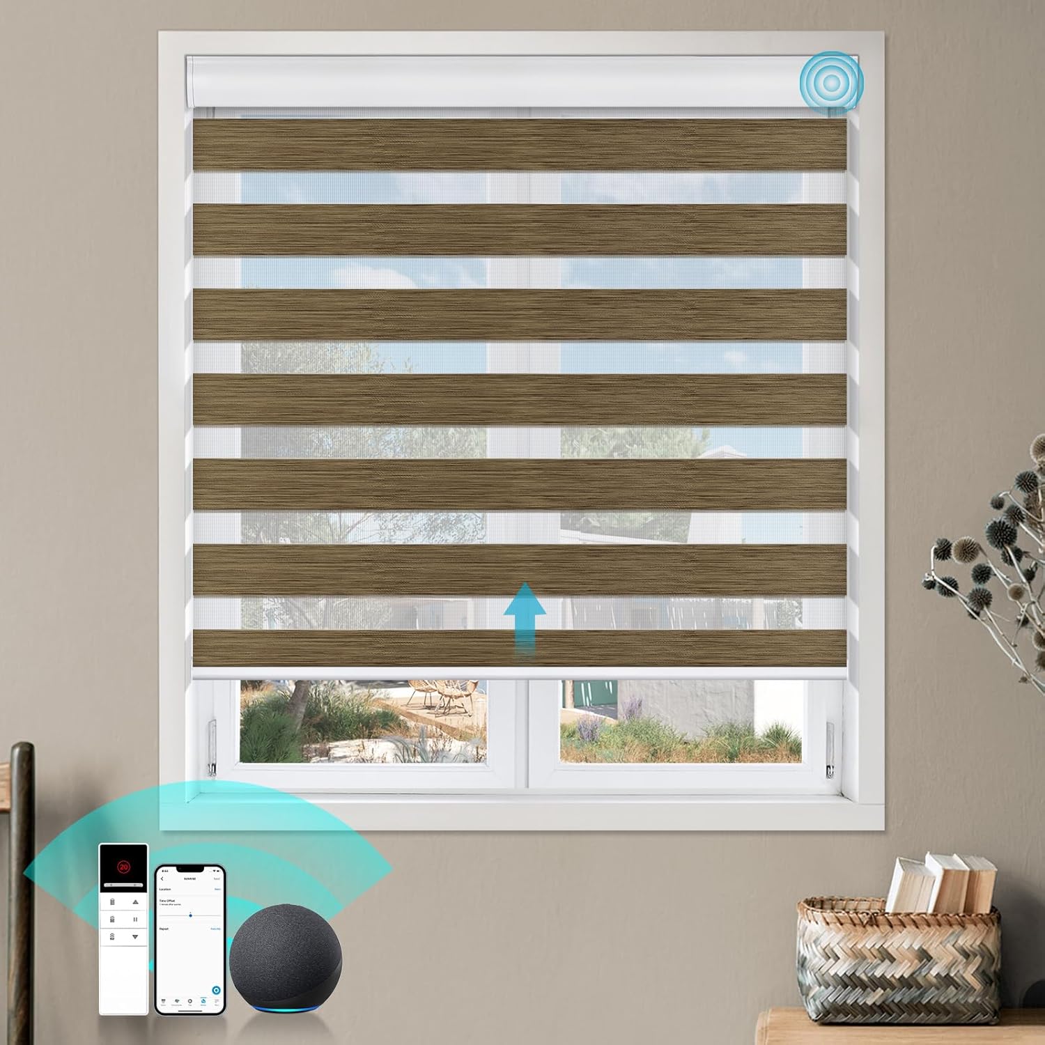 Amazon.com: MiLin Motorized Zebra Blinds for Windows Smart Cordless ...