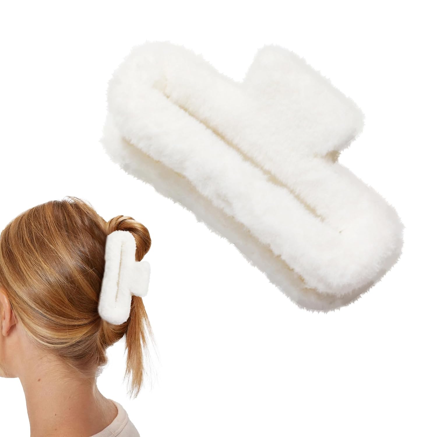 Amazon.com : Plush Fuzzy Hair Accessory for Women - Versatile Claw Clip ...