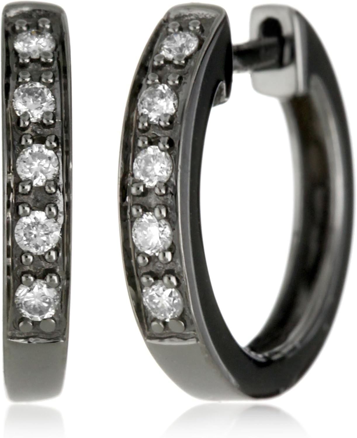 Amazon.com: KC Designs "Charmed Life" Diamond 14k White Gold Mini Hoop ...