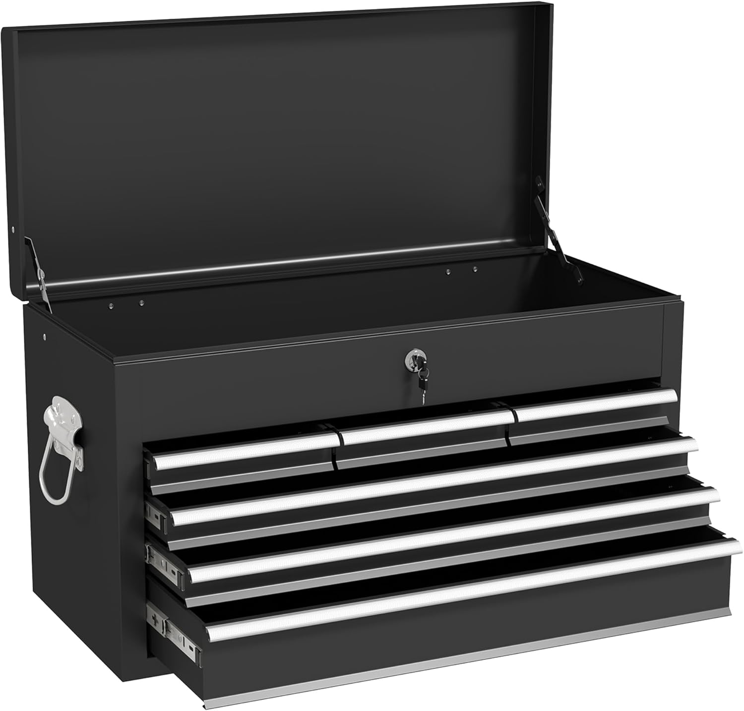 HOMCOM 6 Drawer Tool Chest, Lockable Metal Tool Box with Top Case, Ball ...