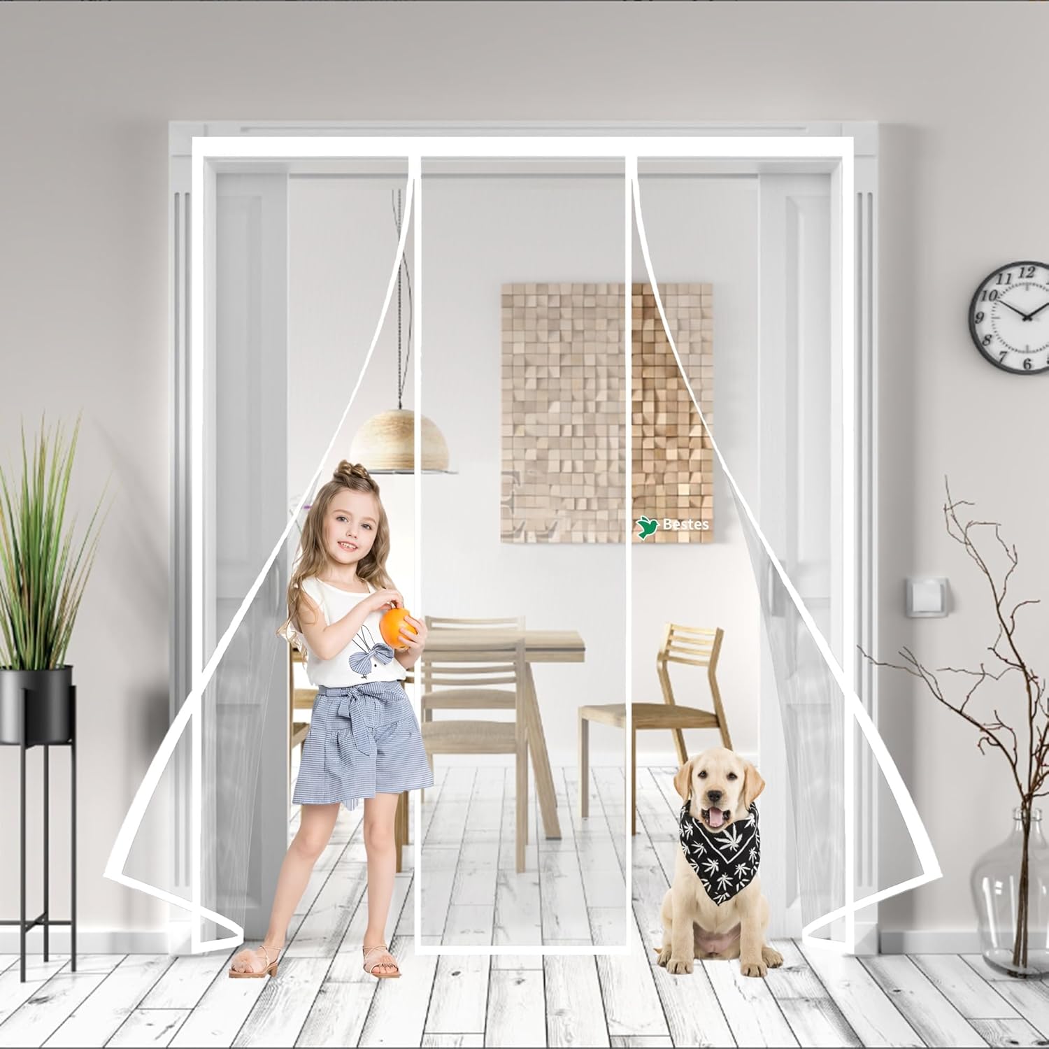 Double Door Magnet Screen 315x200cm Mesh for Sliding Door Heavy Duty ...