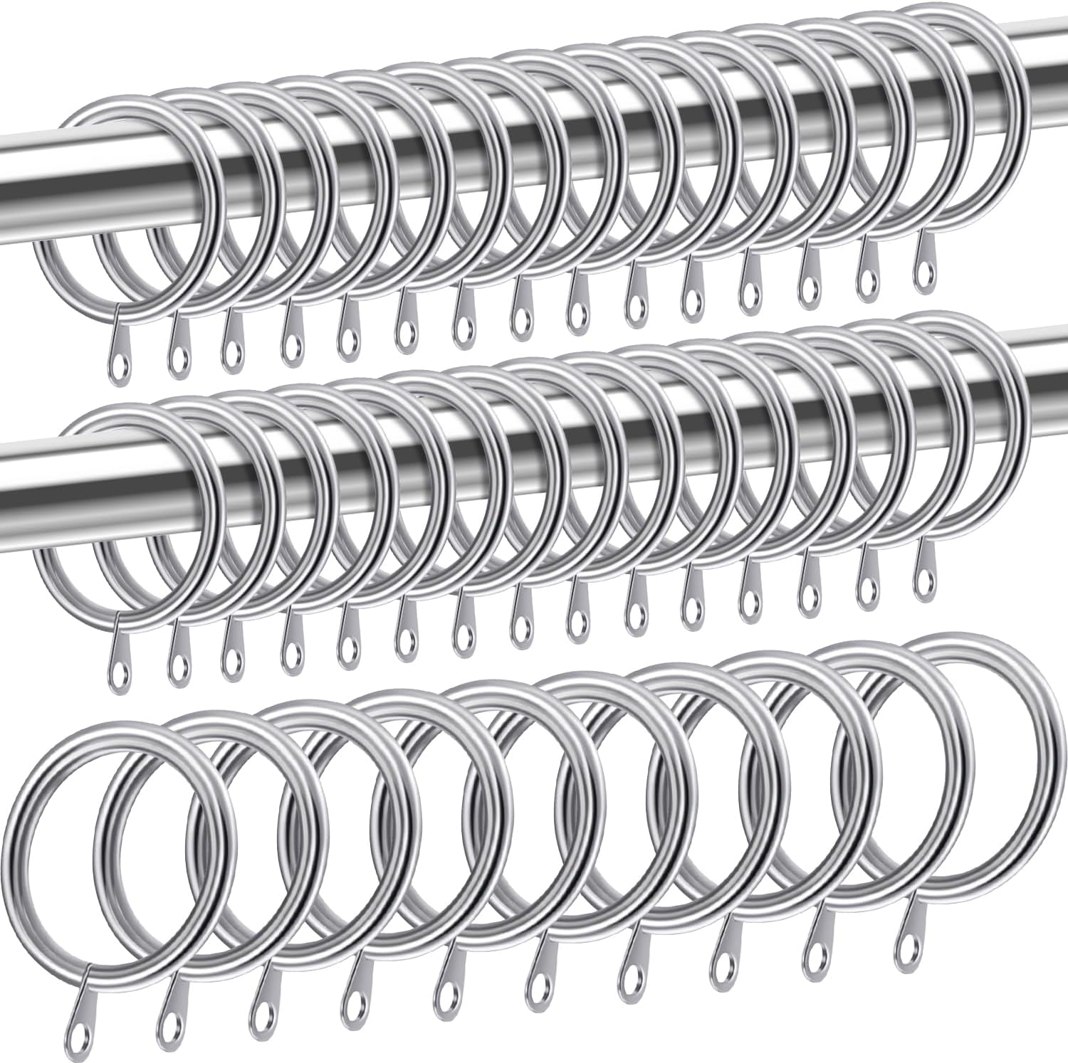 Amazon.com: 40 Pack Metal Drapery Curtain Rod Rings with Eyelets ...