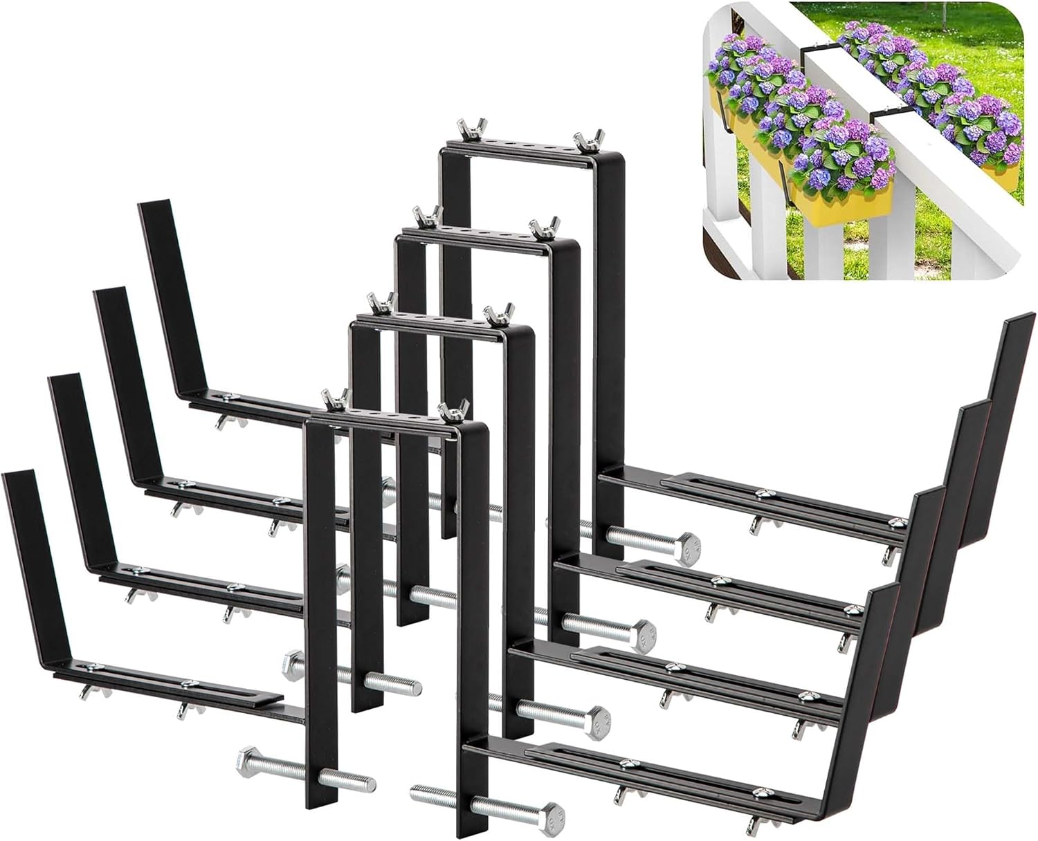 Amazon.com: Adnee Set of 4 Double Sided Planter Box Brackets-Adjustable ...