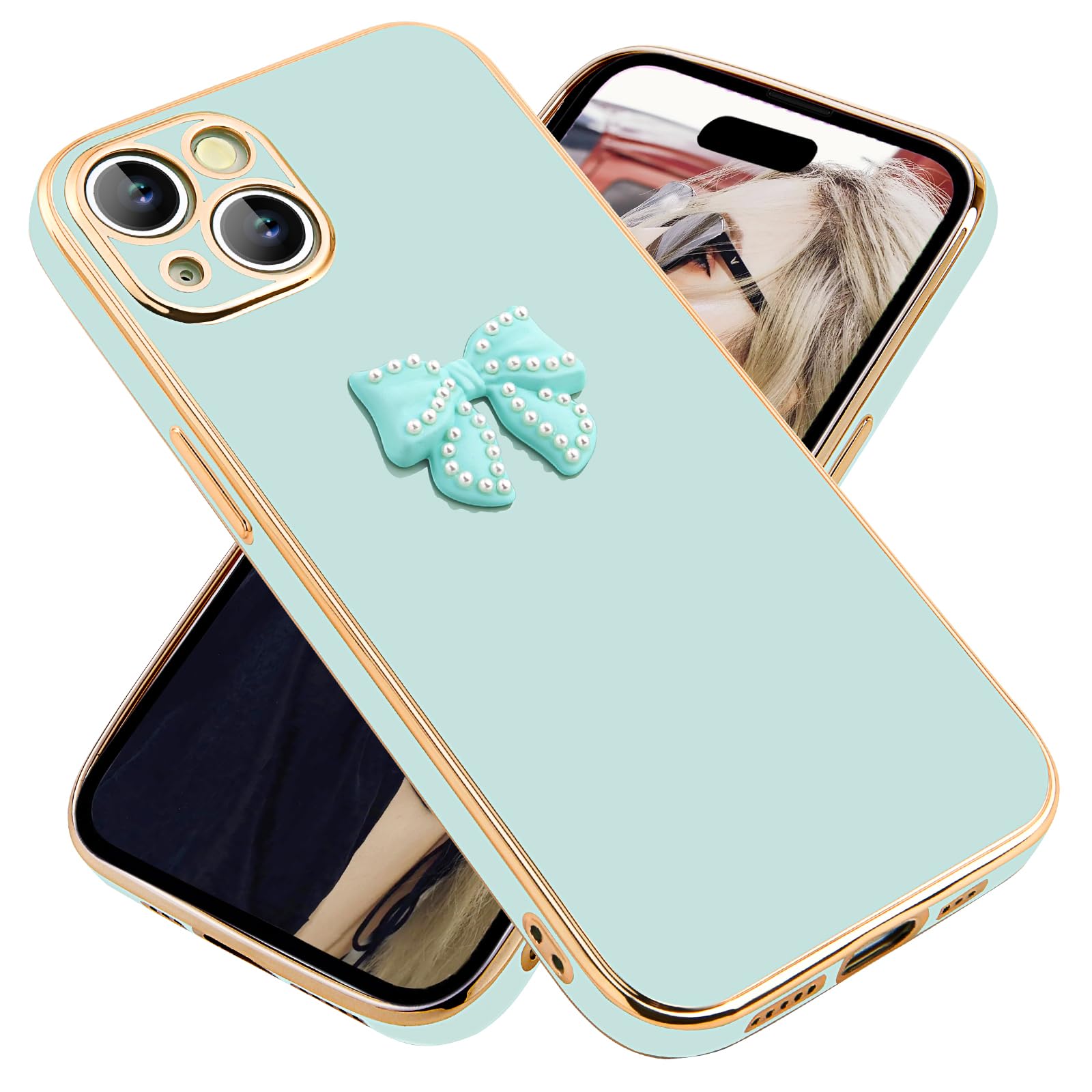 Amazon.com: Yeepestmi for iPhone 14 Case with Cute Bow, Luxury Plating ...