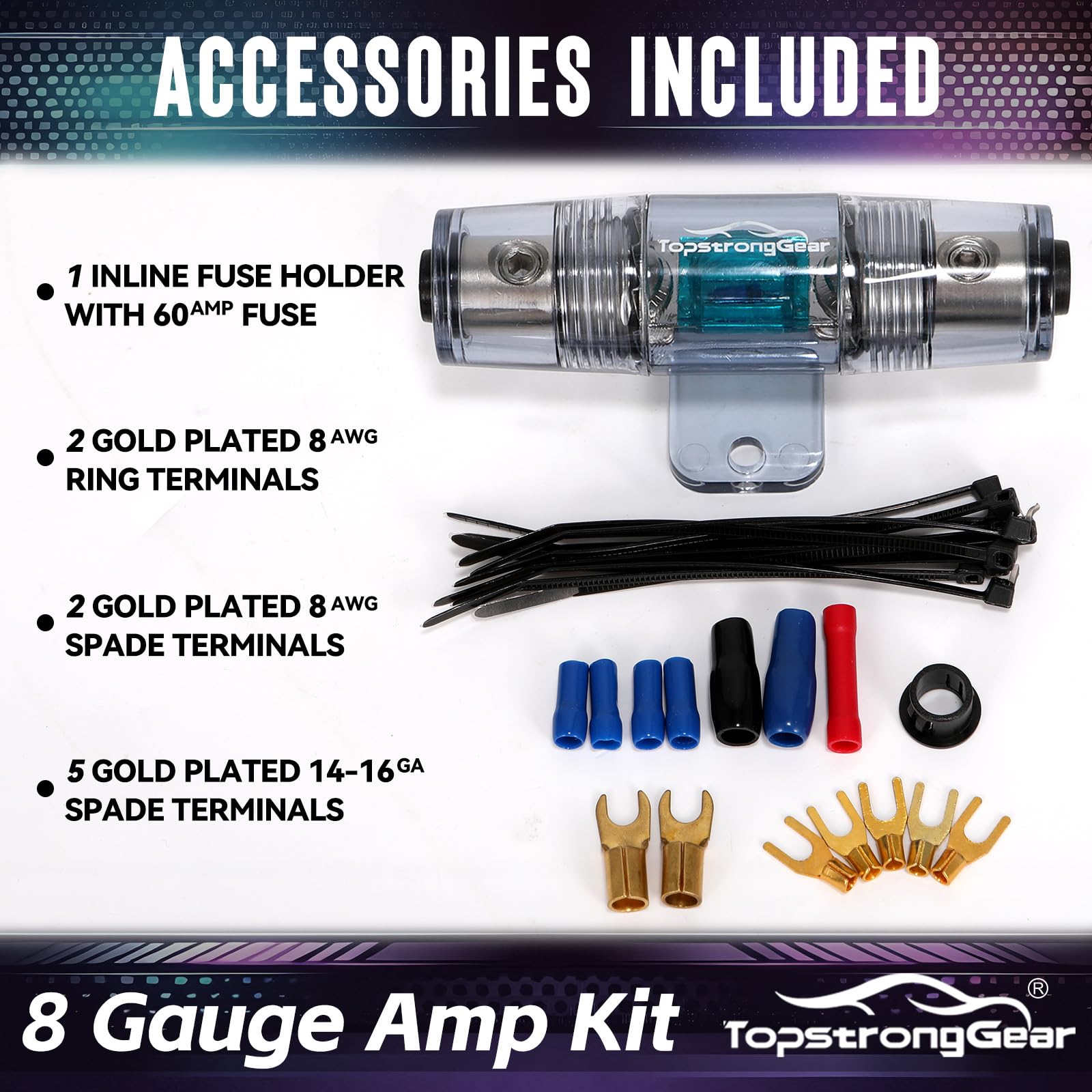 Snapklik.com : TOPSTRONGGEAR 8 Gauge Amp Kit CCA Car Audio Amplifier ...