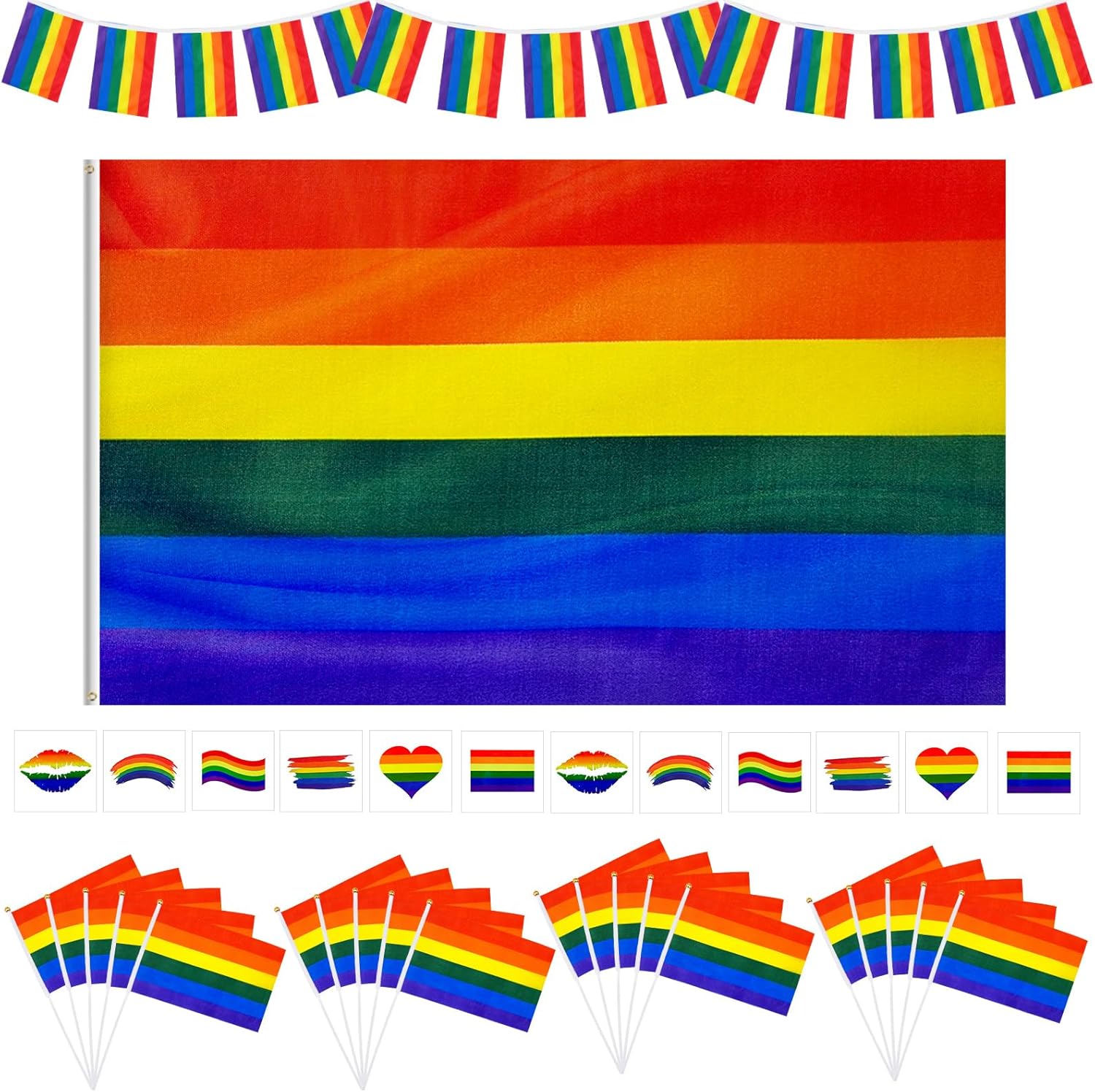 Amazon.com: 62 Pcs Gay Pride Flag Decorations Set,Gay Rainbow Banner ...