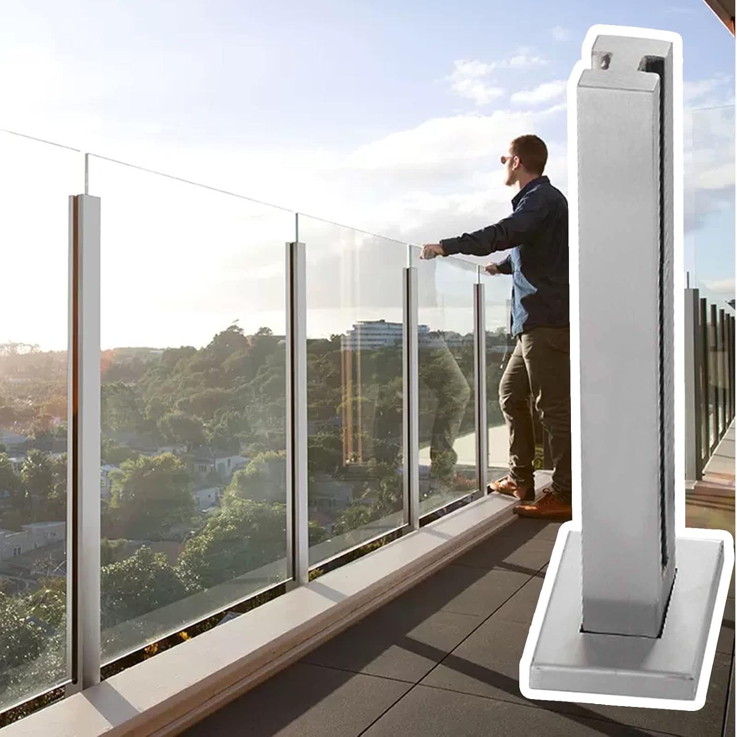 Balcony Railing Post, Stainless Steel Glass Balustrade for 10-12 Mm ...