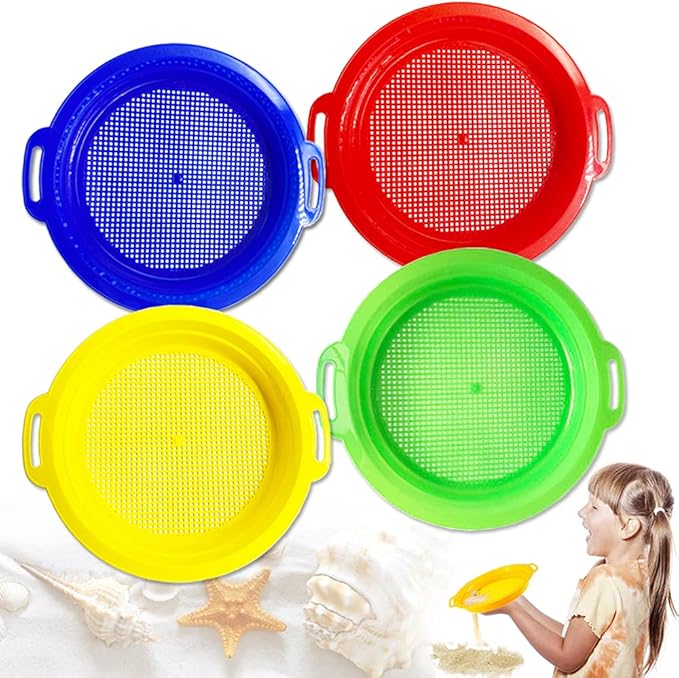 Amazon.com: Haawooky 4 Pack Multicolor Plastic Sand Sifter,Beach Sieve ...