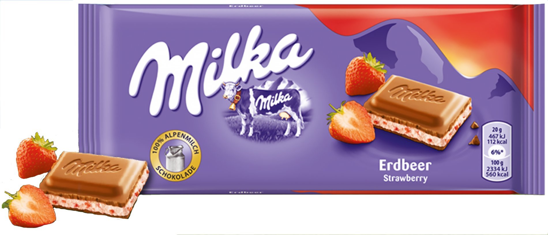 Buy Milka Strawberry Chocolate Bar Candy Original German Chocolate 100g ...