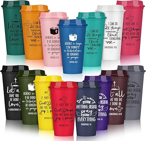 Amazon.com | Pickmesh 15 Pcs Reusable Christian Tumblers Religious ...