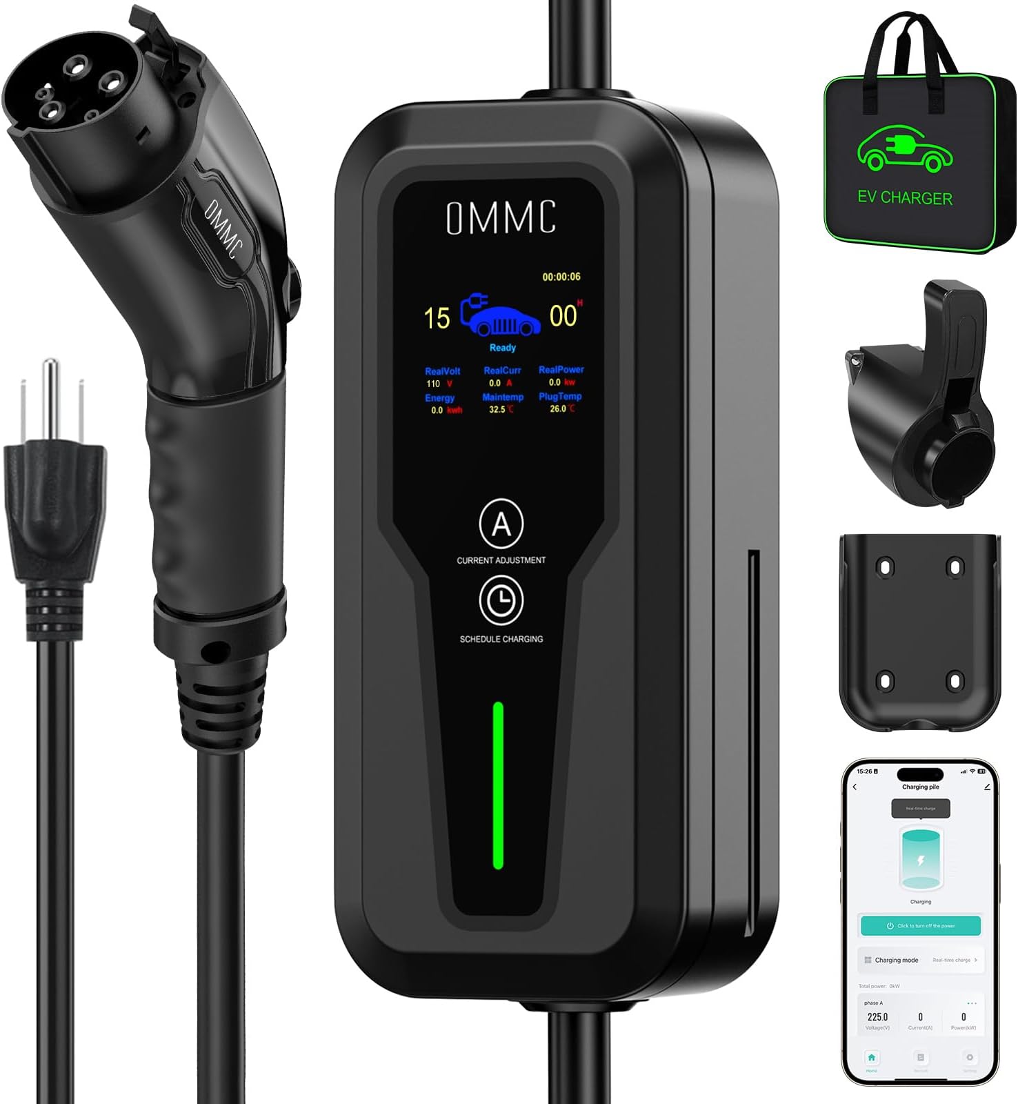 Amazon.com: OMMC Level 1 EV Charger 15Amp - 110V Portable Charging ...