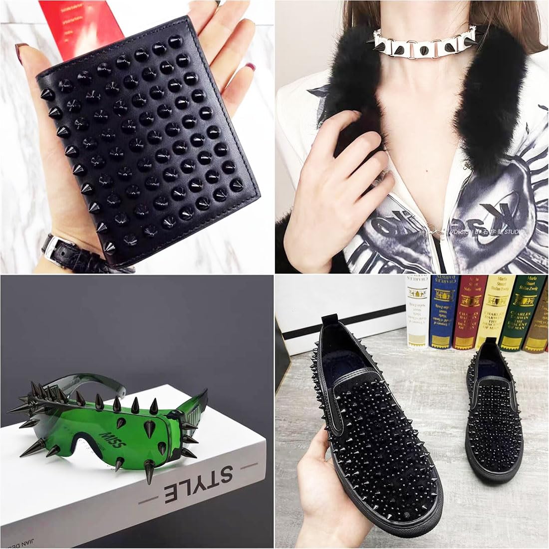 Black Studs For Crafts 1 Yard Sew Stitch On Spike Stud Strip 12 Rows ...