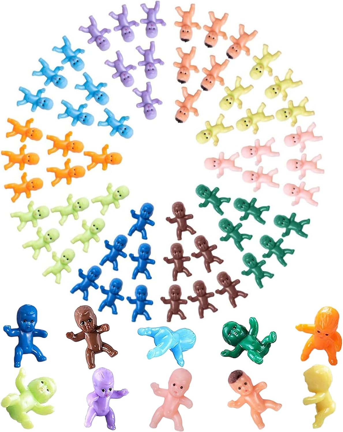 60 PCS Mini Babies, Bulk Tiny King Babies Little Baby Figurines Small ...