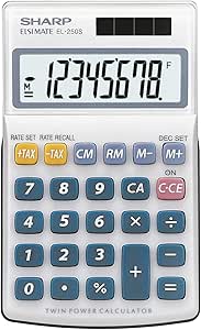 Sharp EL-250S Taschenrechner (8 Stellen, Solar- und Batteriebetrieb) Weiß : Amazon.de ...
