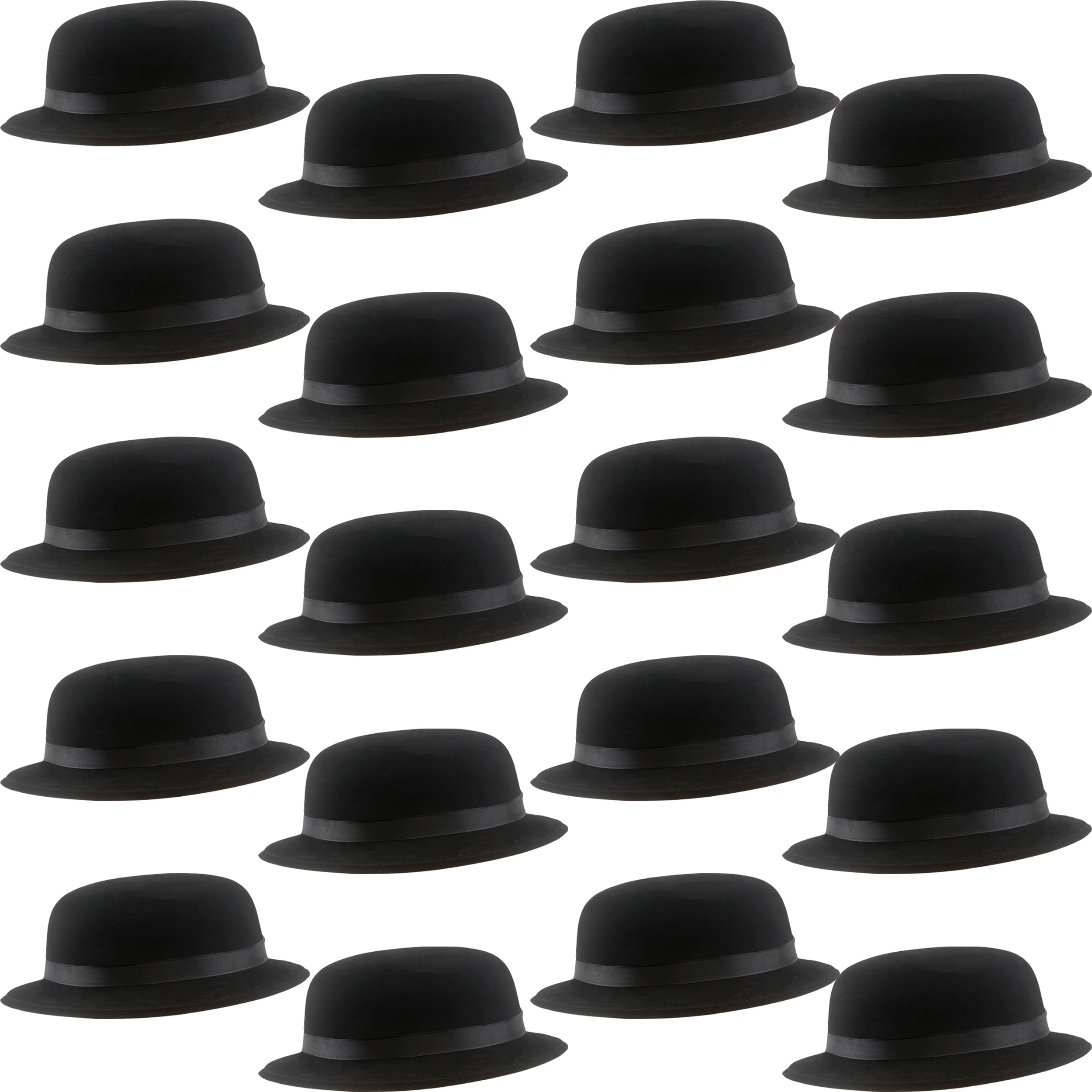 Amazon.com: SGBETTER 20 Pack Plastic Derby Bowler Hats Bulk Black ...