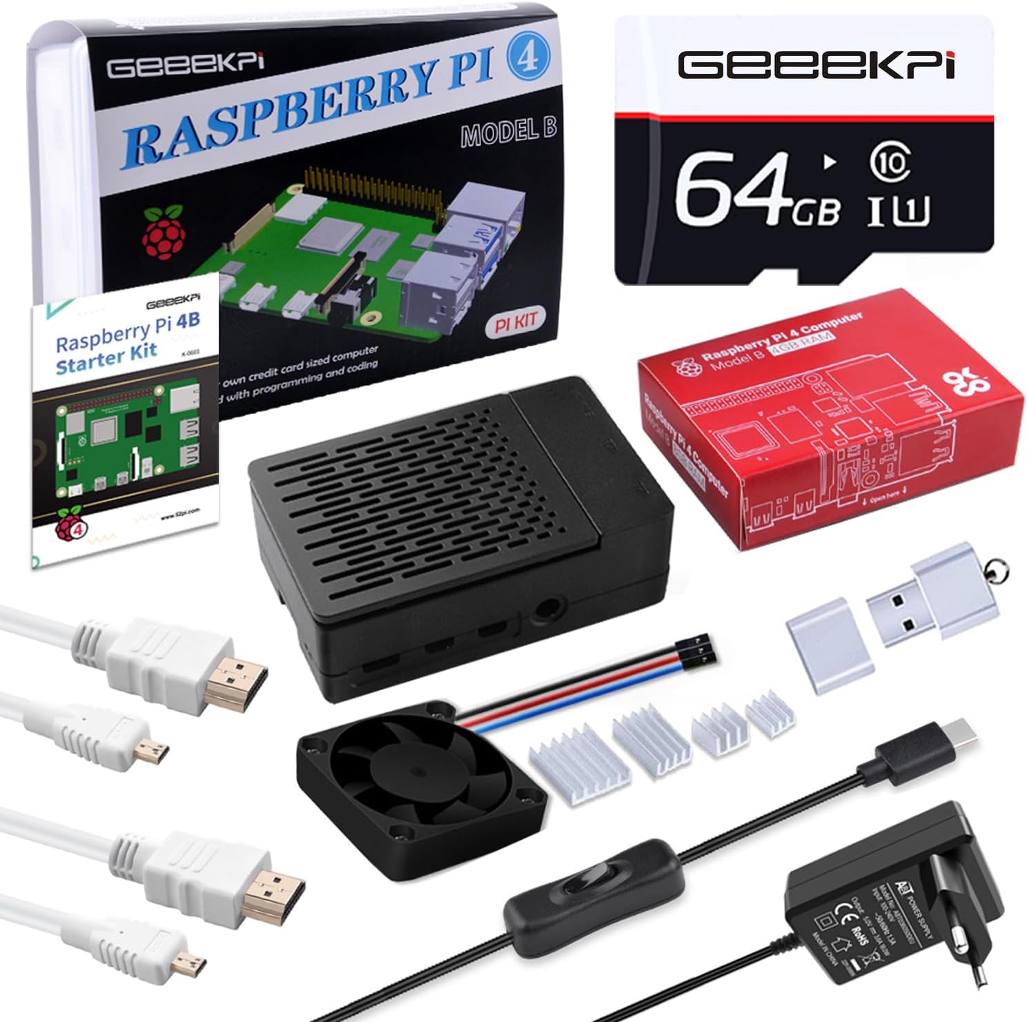 Raspberry Pi 4 Model B 4GB Desktop-Starter-Kit weiß: Amazon.de ...