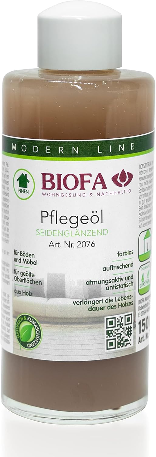 BIOFA Pflegeöl farblos 2076 Holzöl Möbelöl Parkettöl (0,150 Liter) : Amazon.de: Baumarkt