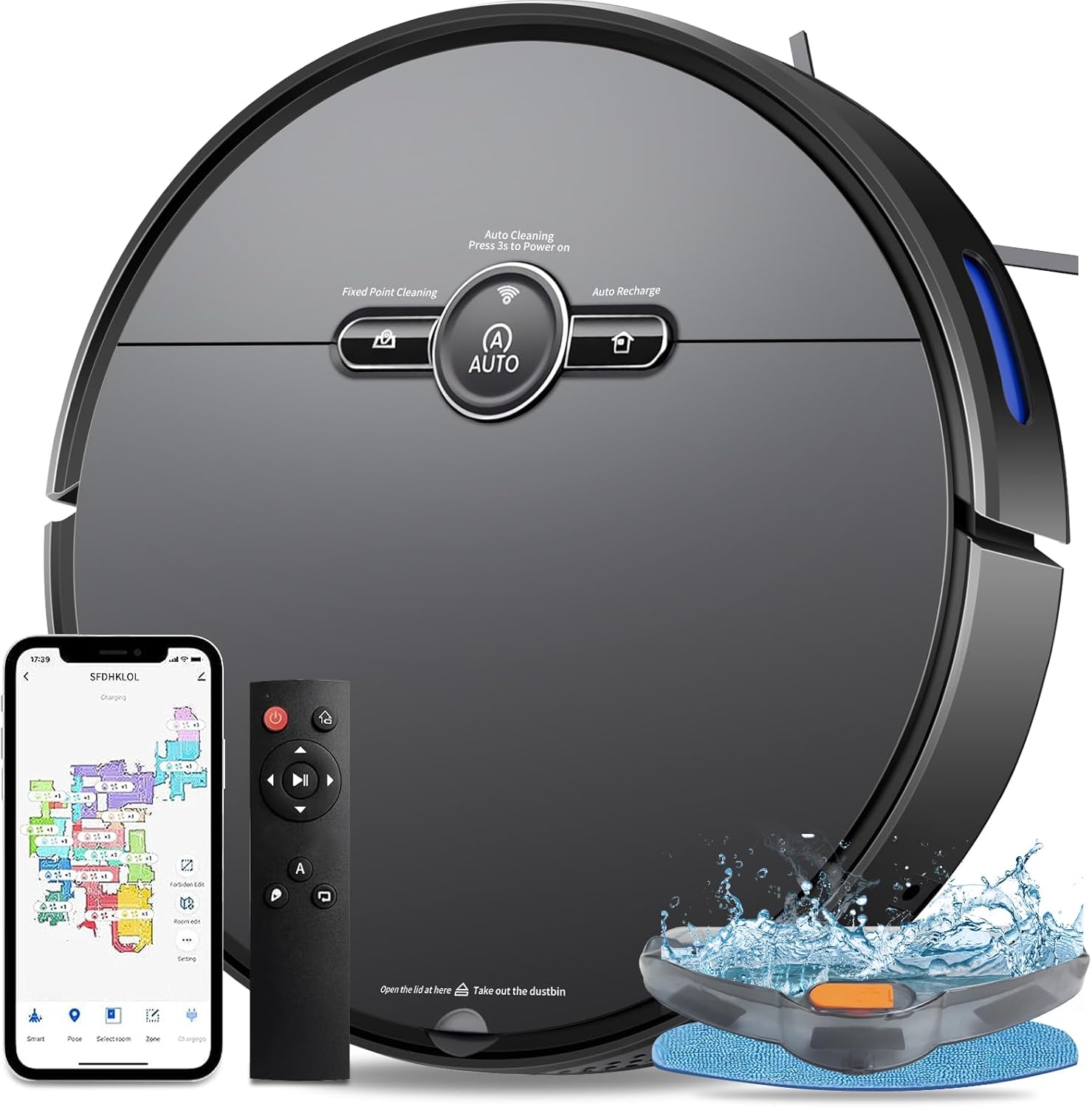 Robot Vacuums and Mop Combo, 2500Pa Strong Suction, Robotic Vacuum ...