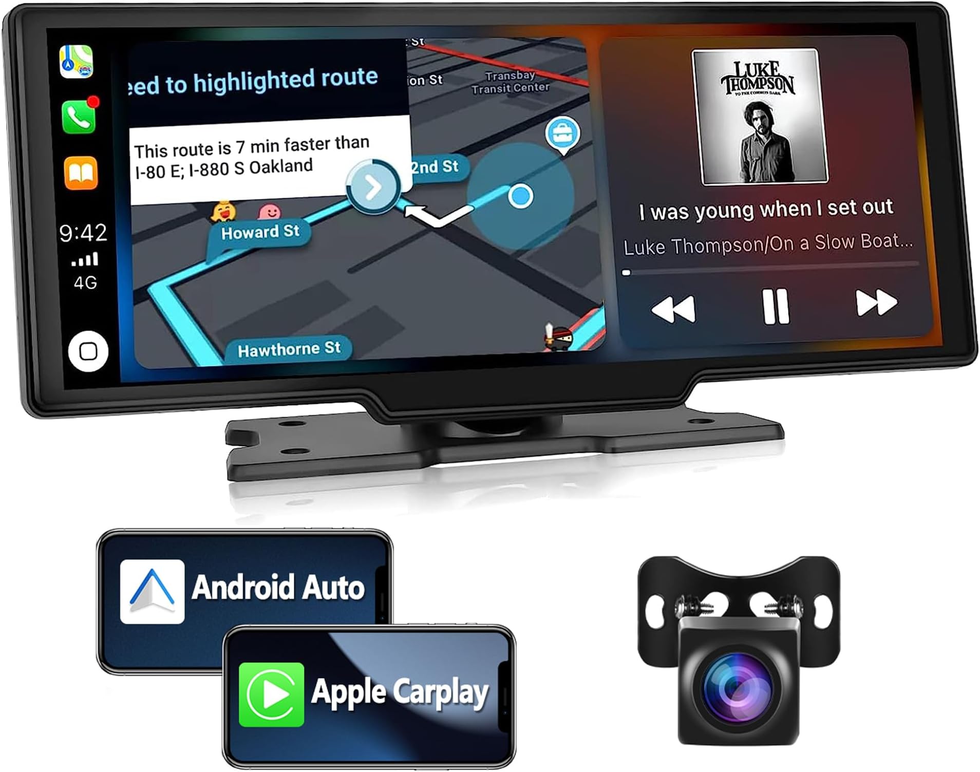 Amazon.com: 10.26" HD Portable Car Stereo Wireless CarPlay Android Auto ...