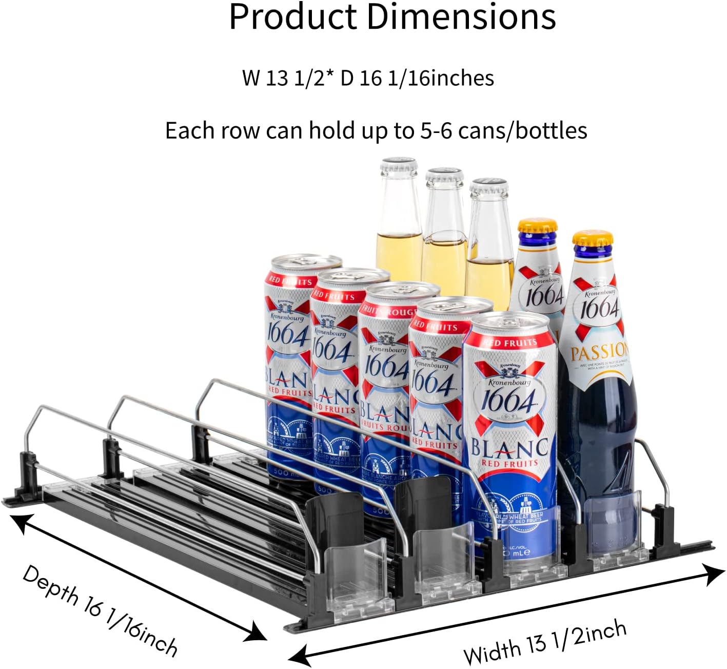 Soda Can Organizer for Refrigerator, Large Capacity Self-Pushing Drink ...