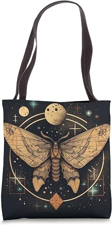 Amazon.com: Moonlight Aesthetic Celestial Line Art Moth Tote Bag ...
