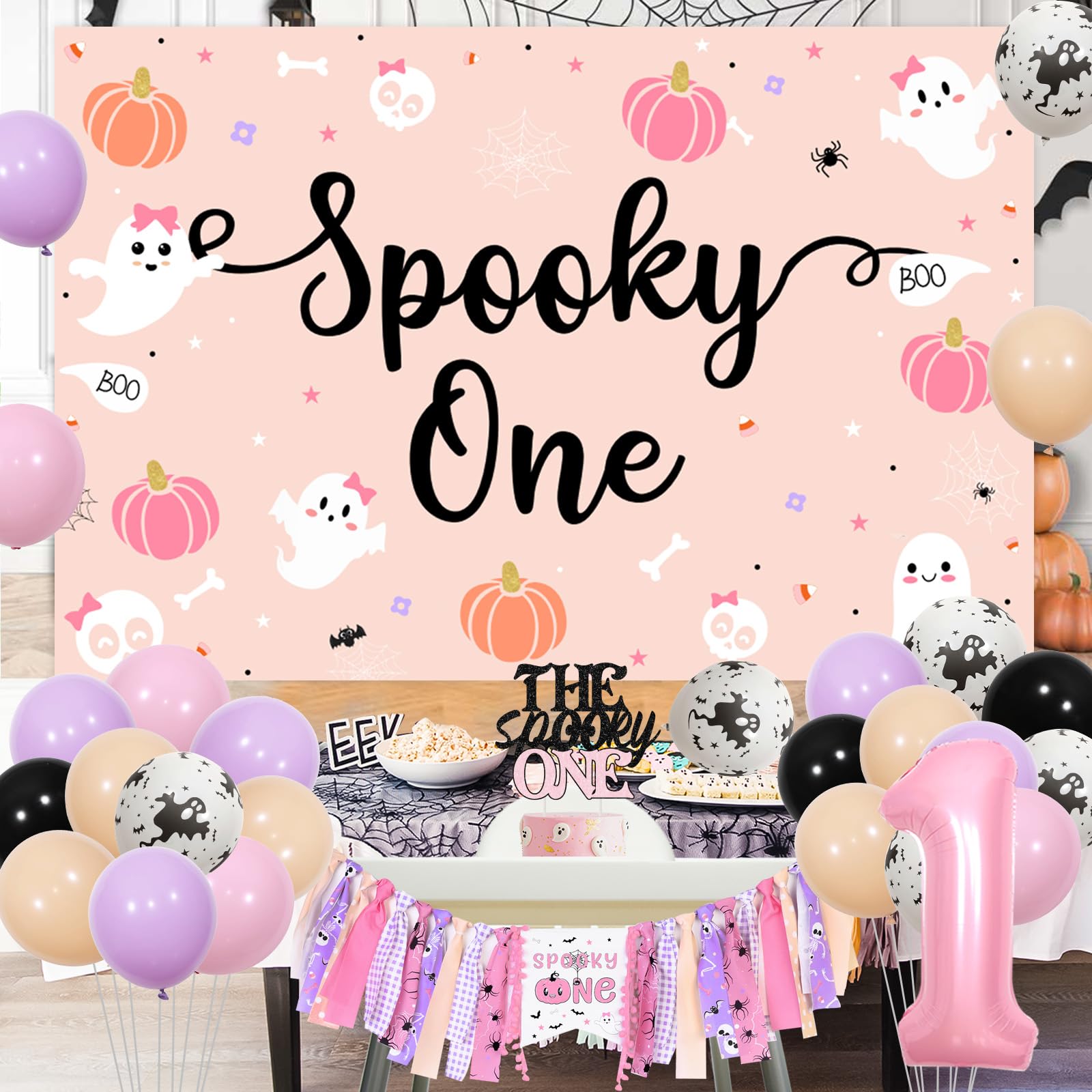 First Birthday Backdrop Halloween 1st Birthday Decorations - Spooky One ...