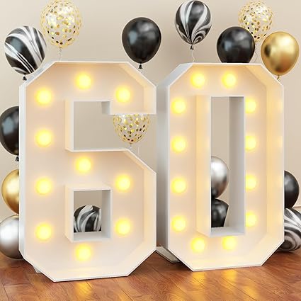 Amazon.com: 4ft Light up Numbers 60 Mosaic Numbers Marquee Frame with ...