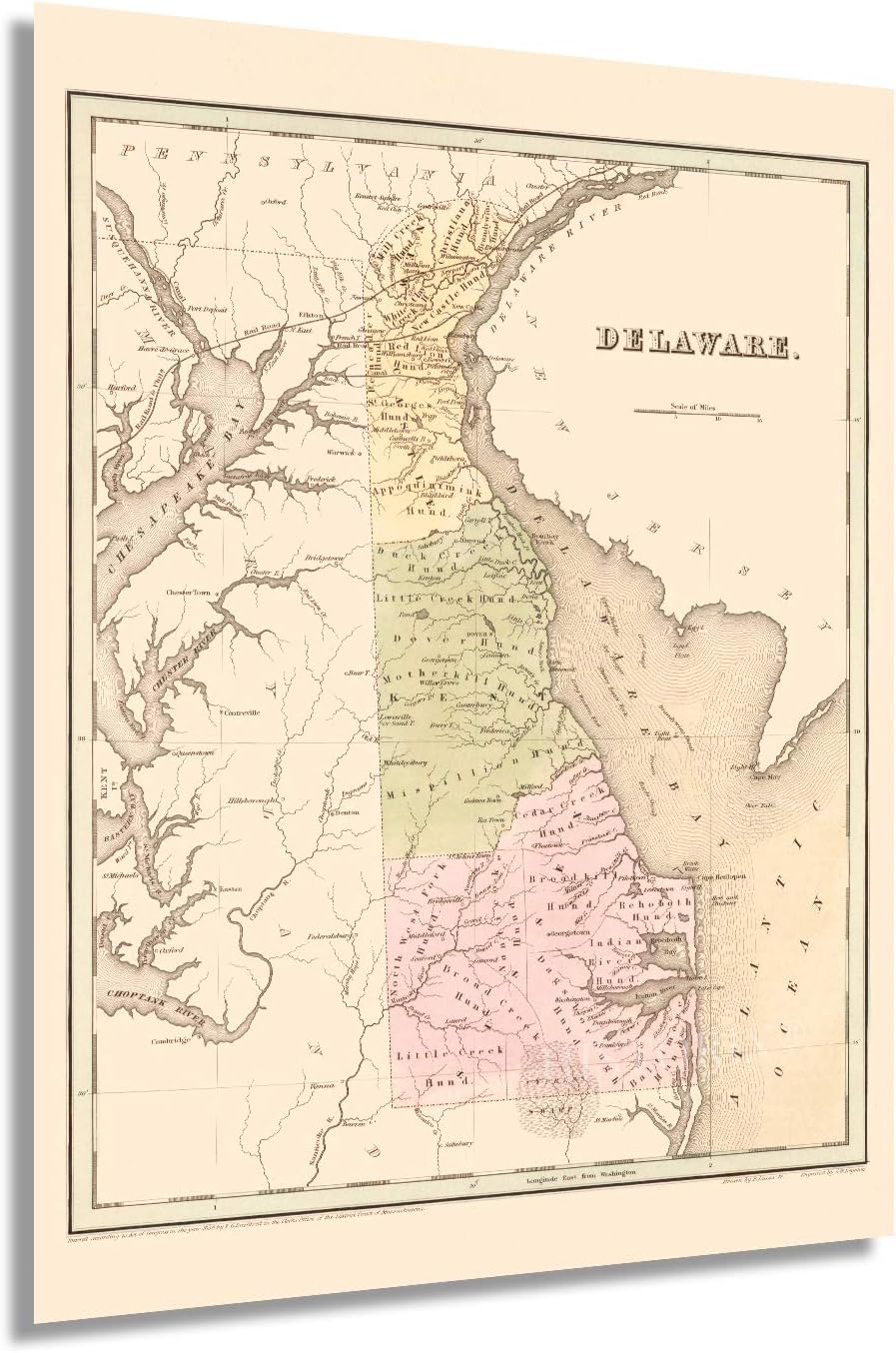 Amazon.com: HISTORIX Vintage 1838 Delaware State Map - 18x24 Inch ...