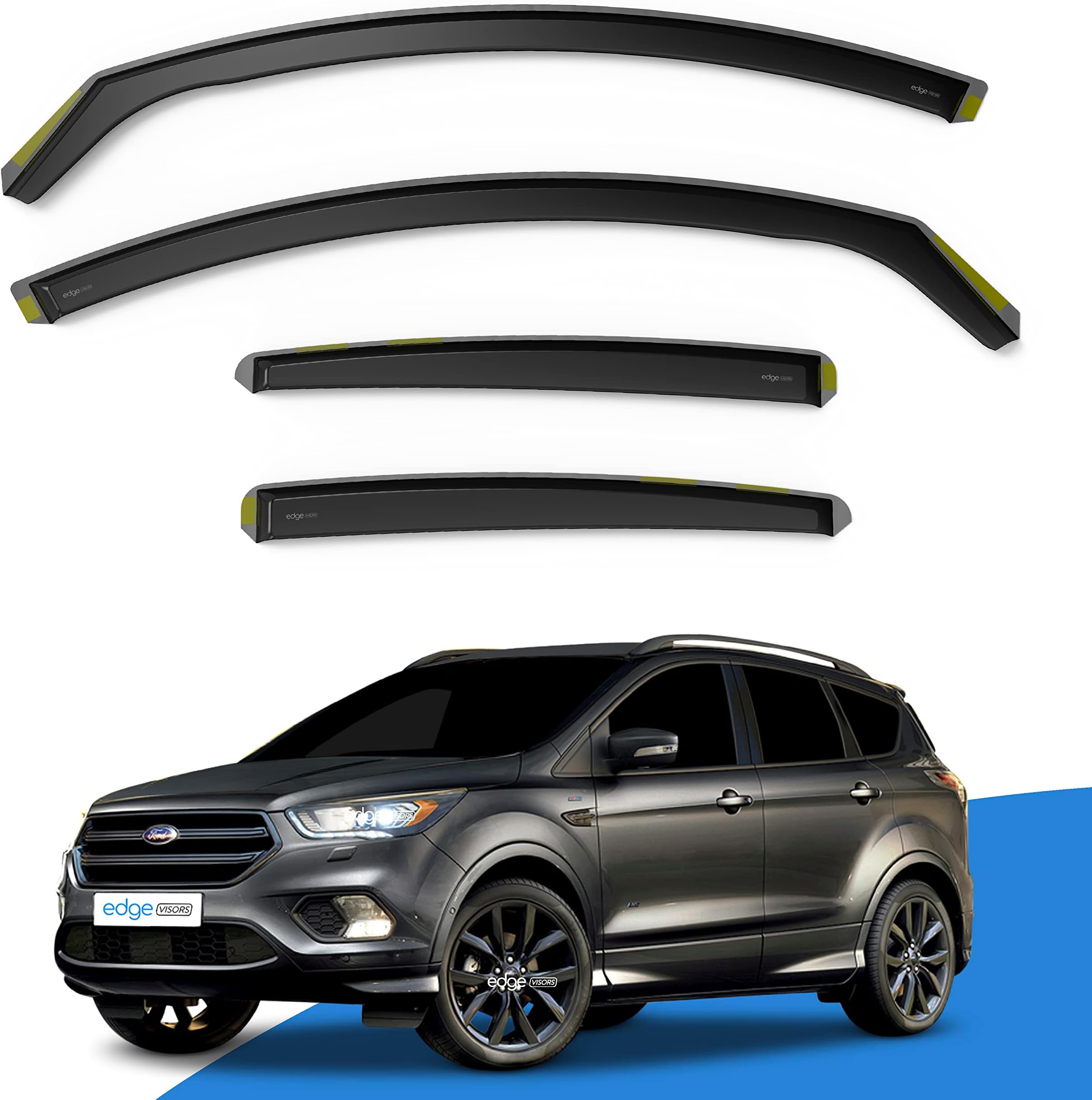 EdgeVisors Wind Deflectors | Fits: Ford Kuga MK2 (2012-2019) 5 Door SUV ...