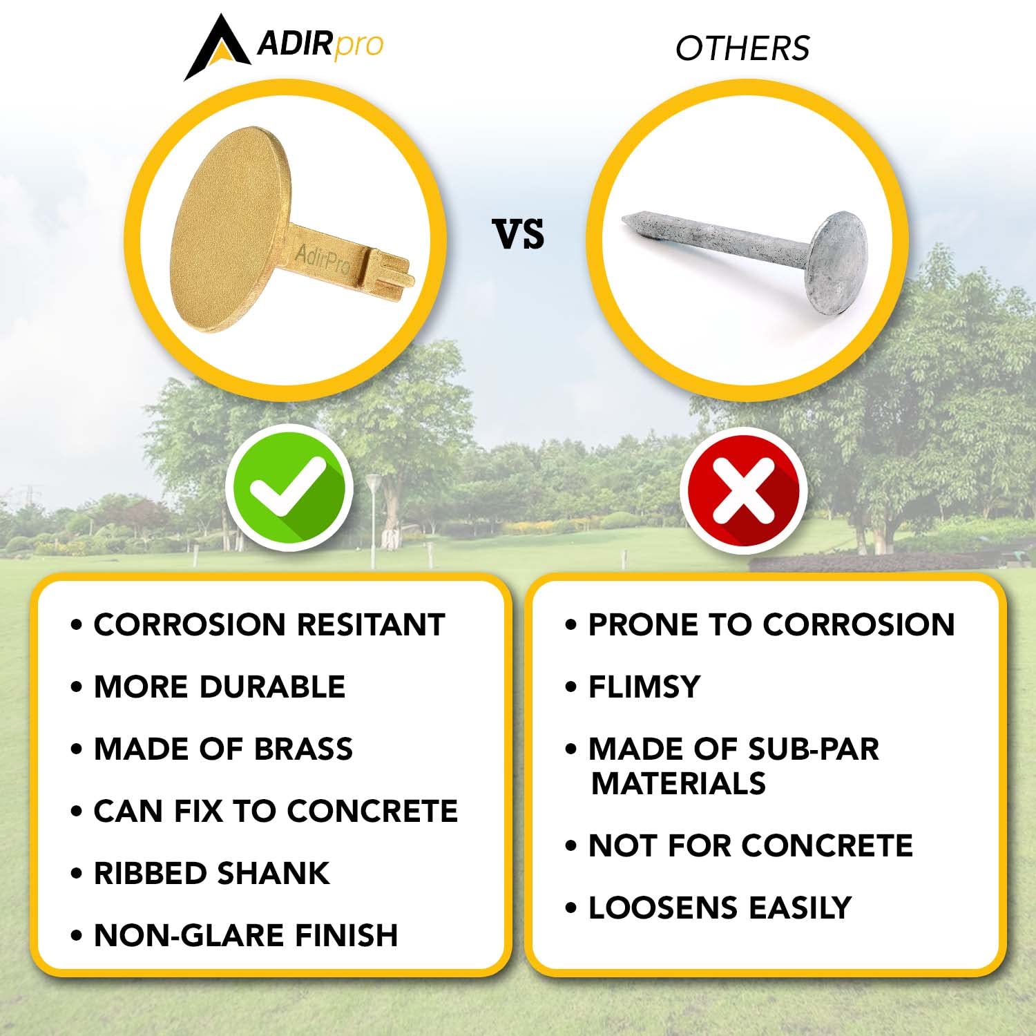 Snapklik.com : AdirPro Survey Markers Durable Solid Brass & Low Profile ...