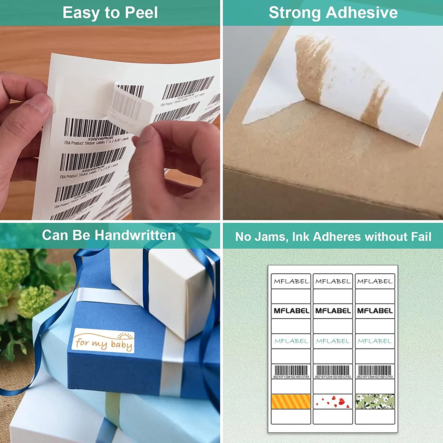 Snapklik.com : MFLABEL 100 Sheets 30-UP Easy To Peel Address Labels 1x2 ...