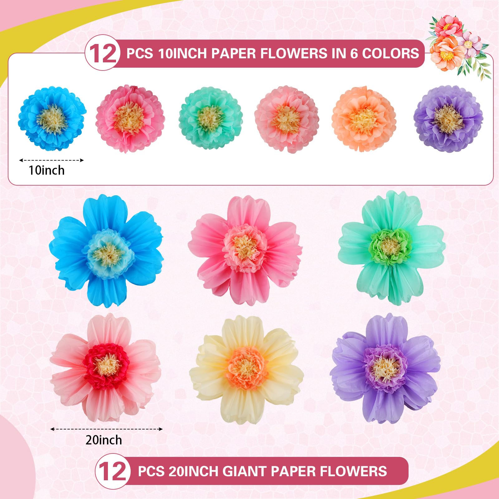 Snapklik.com : Crowye Large Colorful Tissue Paper Flowers Decorations ...
