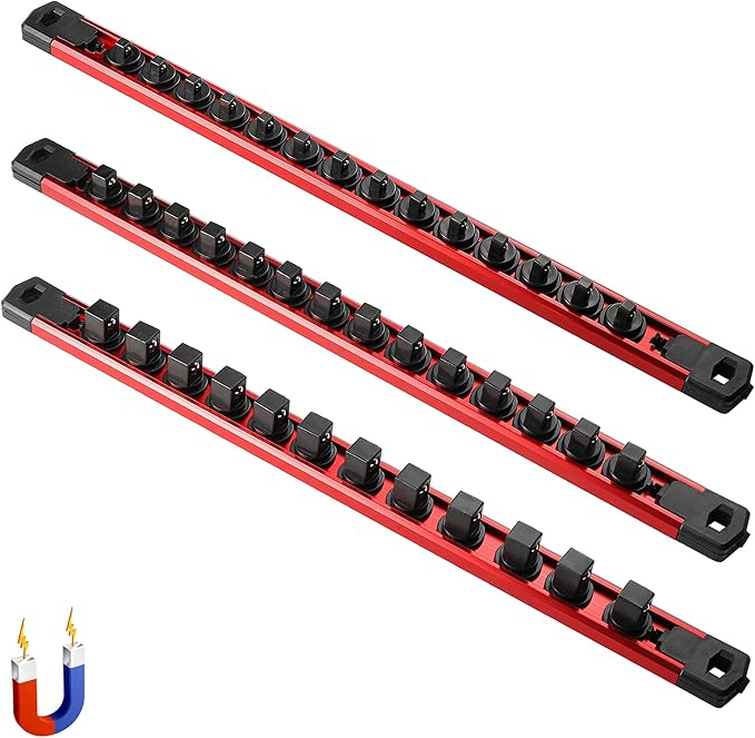 ALOANES 3-Piece Magnetic Socket Organizer, Heavy Duty Aluminum Socket ...