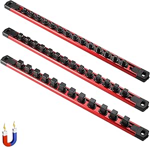 ALOANES 3-Piece Magnetic Socket Organizer, Heavy Duty Aluminum Socket ...