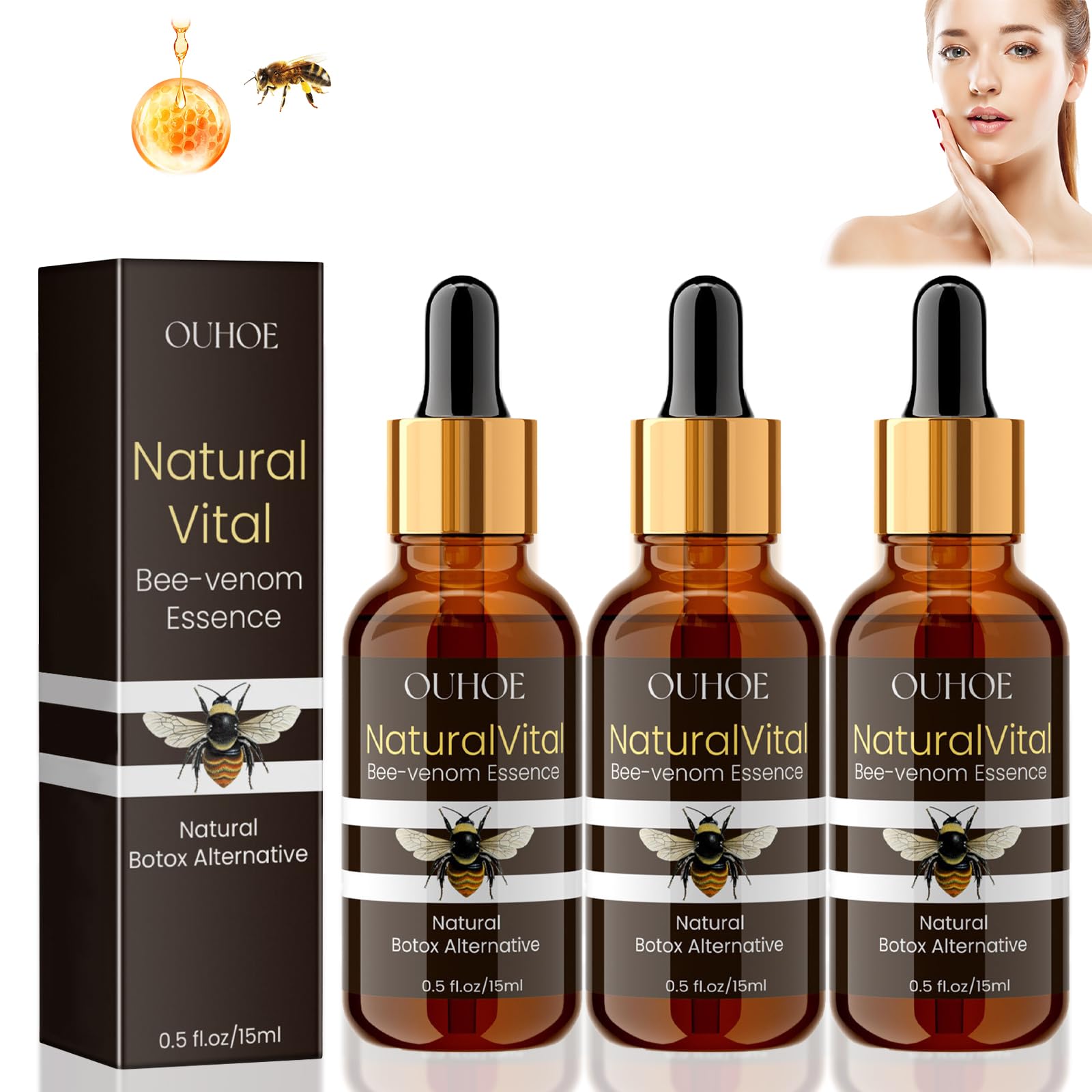 SNONESIY 3 Stück Bienengift Serum, Bienengift Creme Gegen Falten Bee ...